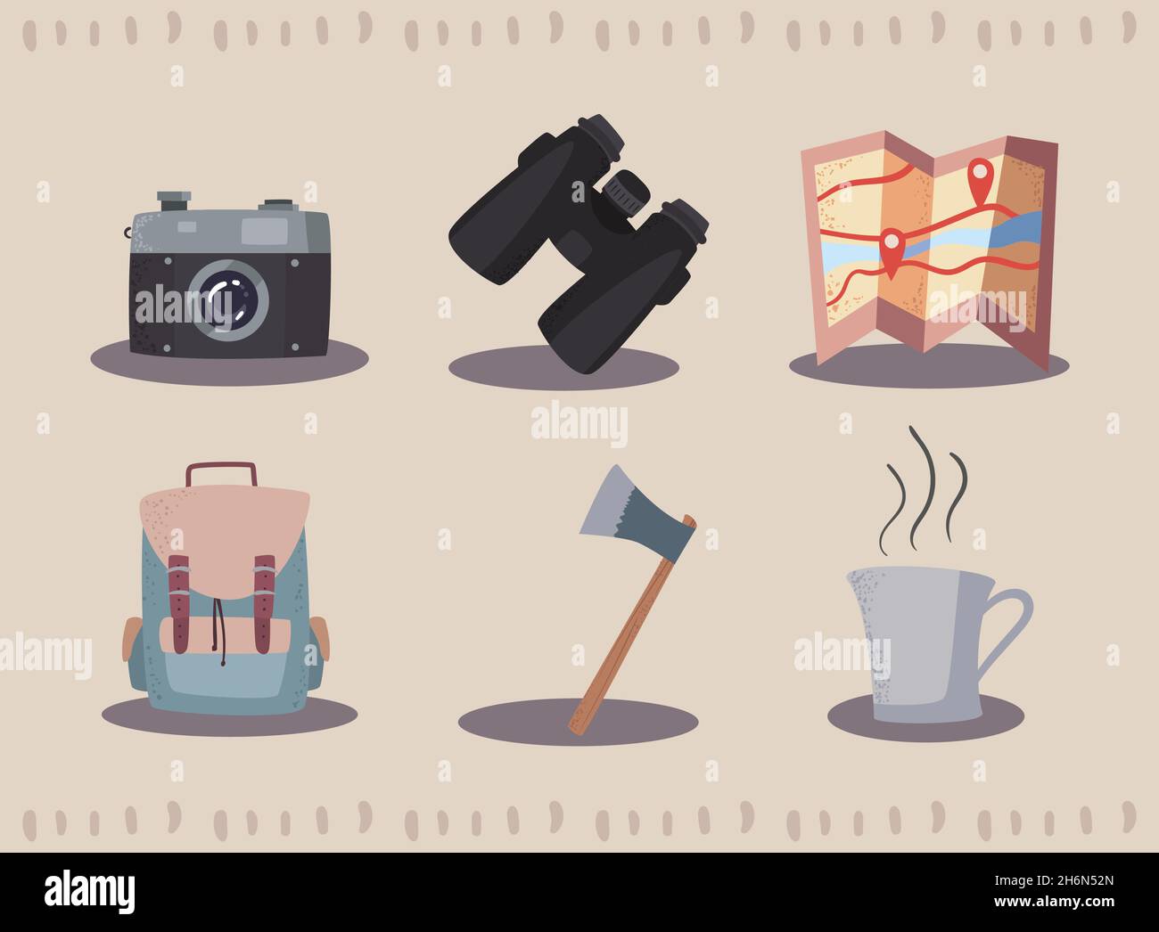 set of six adventure items Stock Vector Image & Art - Alamy