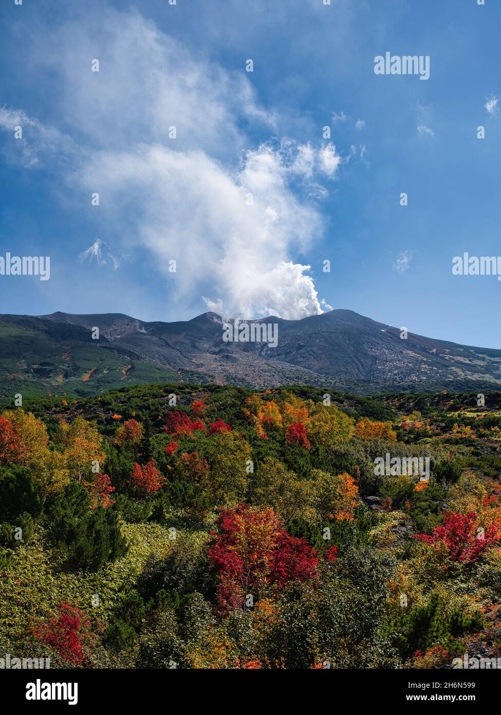 Autumn Foliage from Mt.Tokachi Observatory, Hokkaido, Japan Stock Photo ...