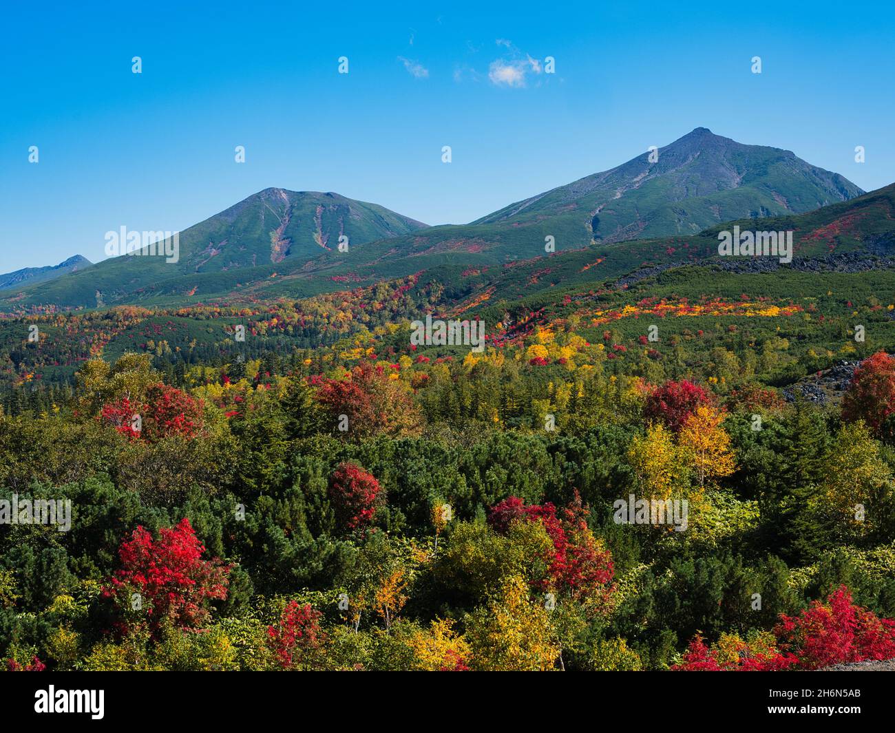 Autumn Foliage from Mt.Tokachi Observatory, Hokkaido, Japan Stock Photo ...