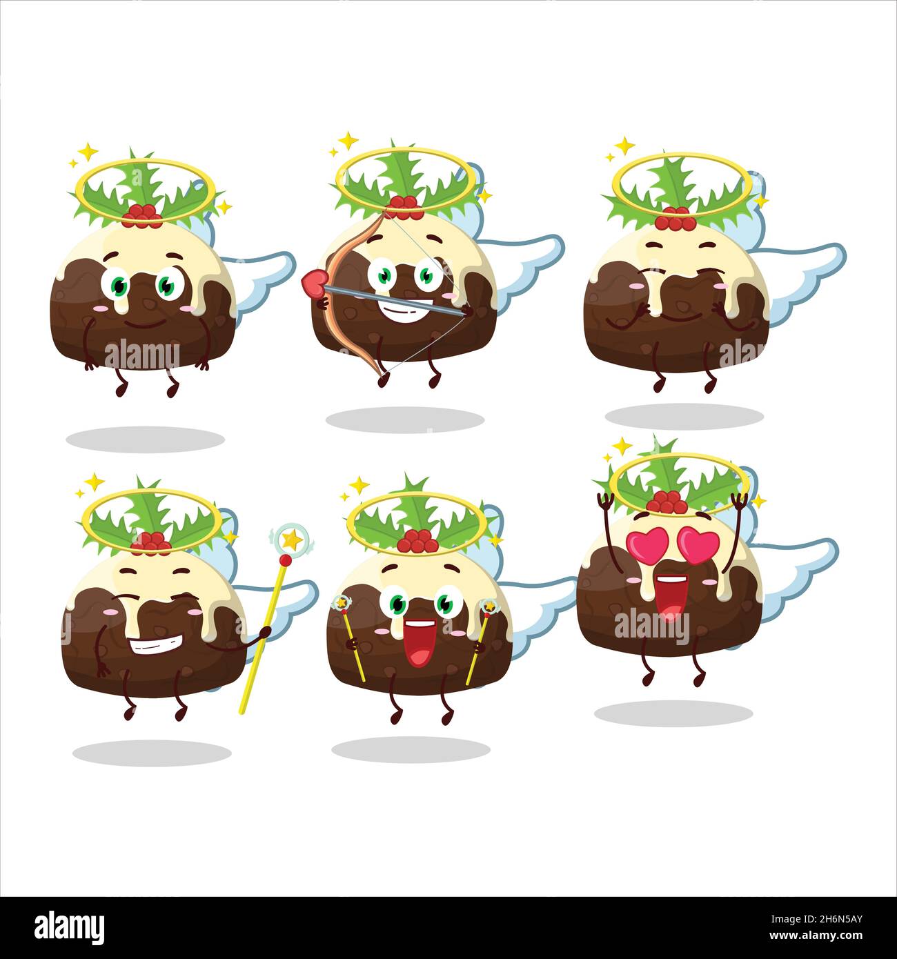 Pudding cake christmas cartoon designs as a cute angel character ...