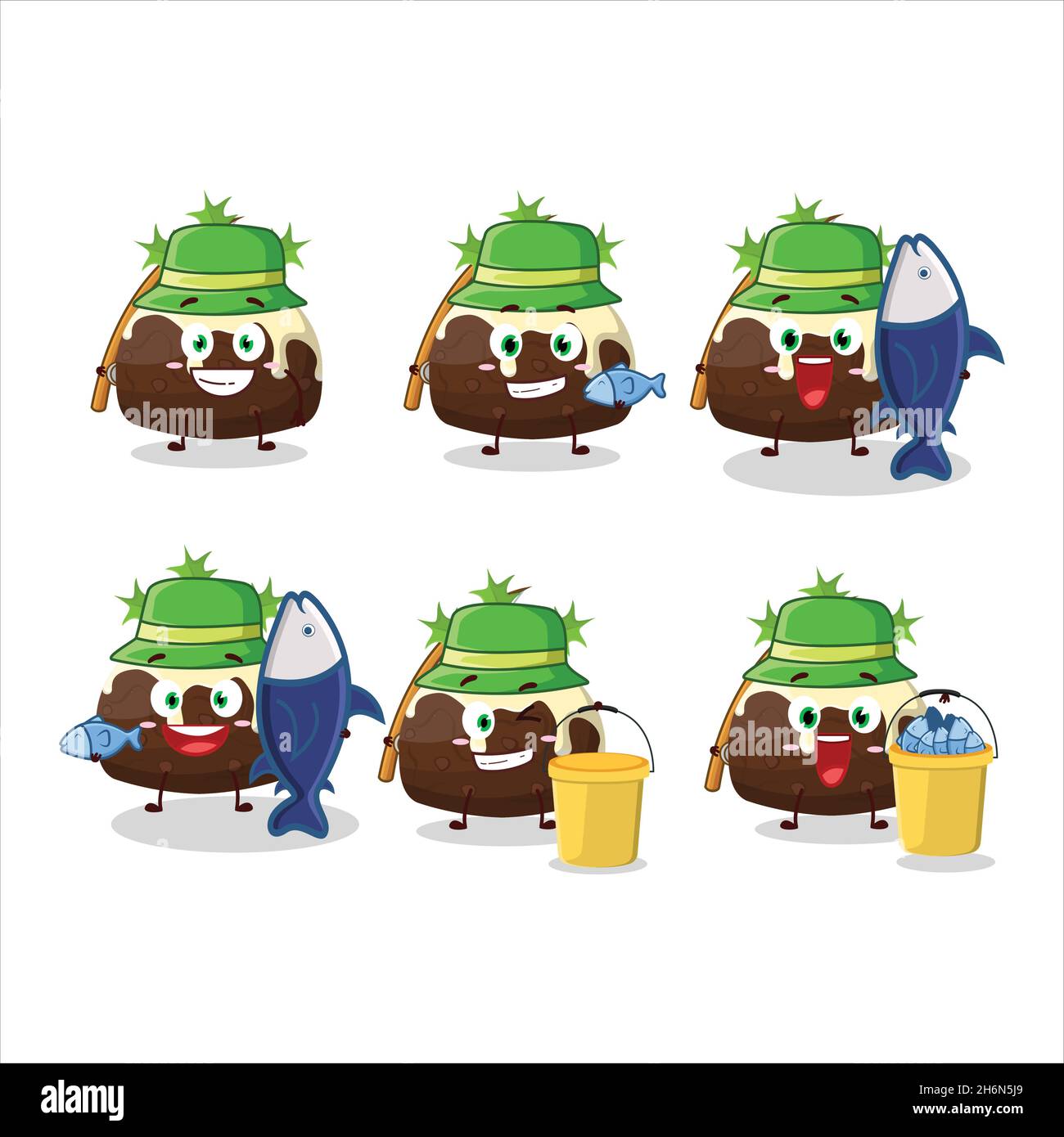 A fisherman pudding cake christmas cartoon picture catch a big fish ...