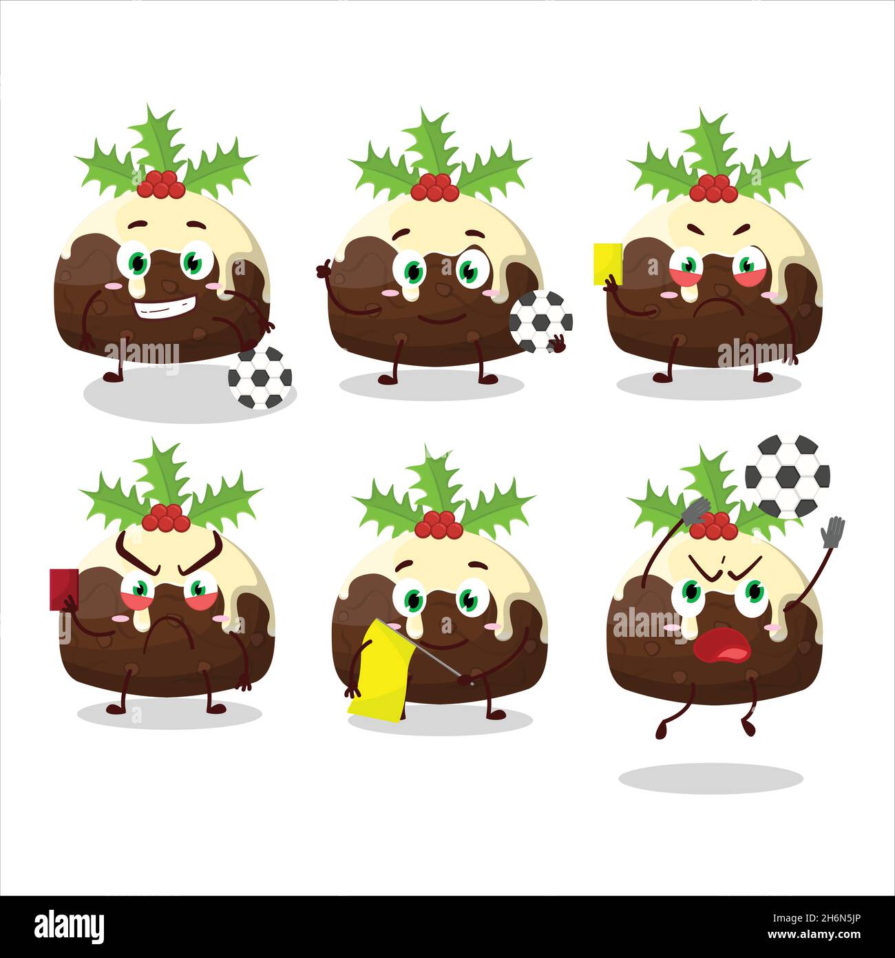 Pudding cake christmas cartoon character working as a Football referee ...