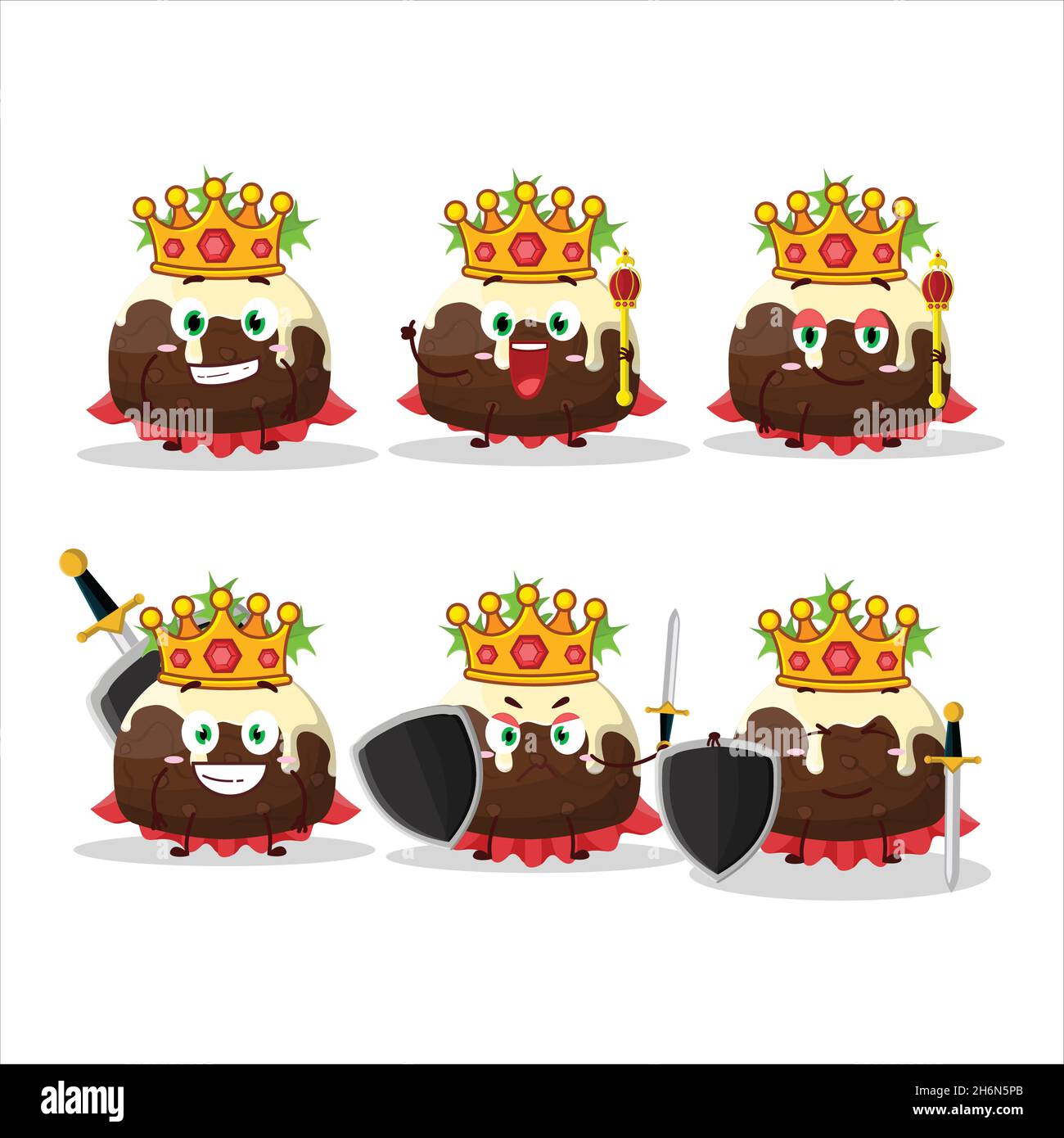 A Charismatic King pudding cake christmas cartoon character wearing a ...