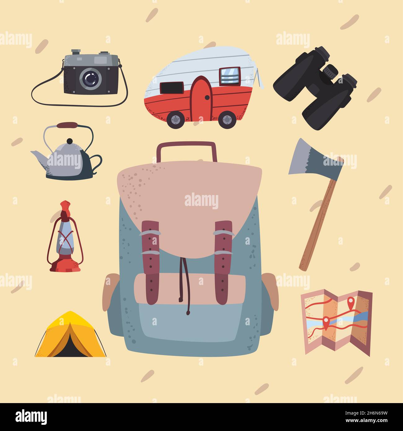 set of nice adventure items Stock Vector Image & Art - Alamy