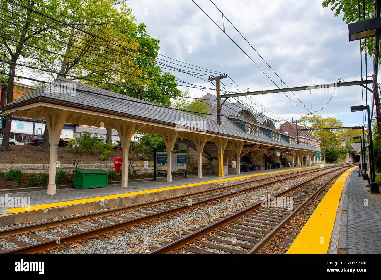 Boston Metro MBTA Newton Centre station at Piccadilly Square in Newton ...