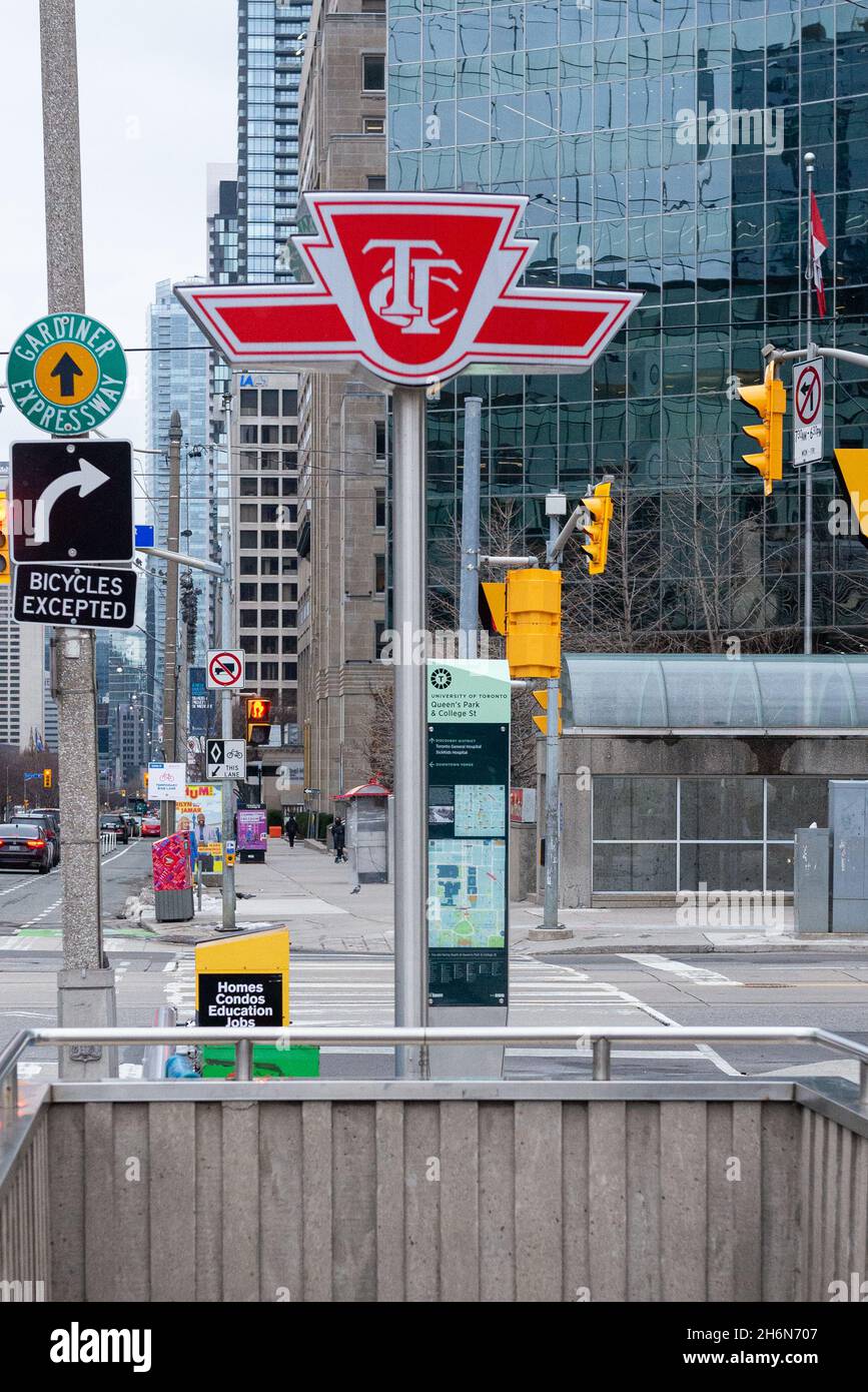 Toronto, ON, Canada – March 01, 2021: The sign of Toronto Transit ...