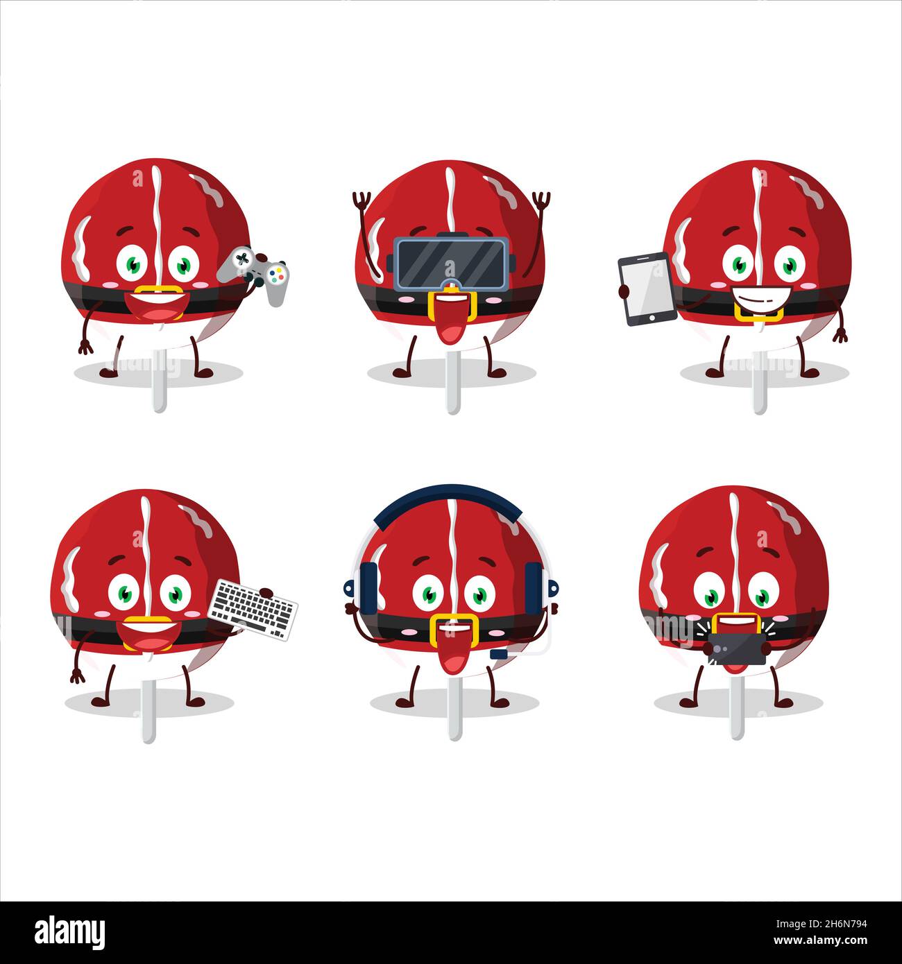 Red candy cookies christmas cartoon character are playing games with ...