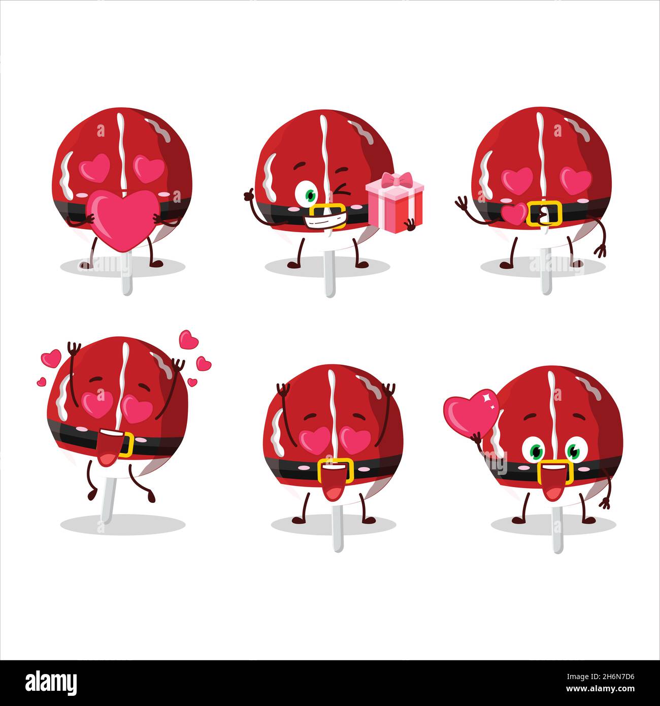 Red candy cookies christmas cartoon character with love cute emoticon ...