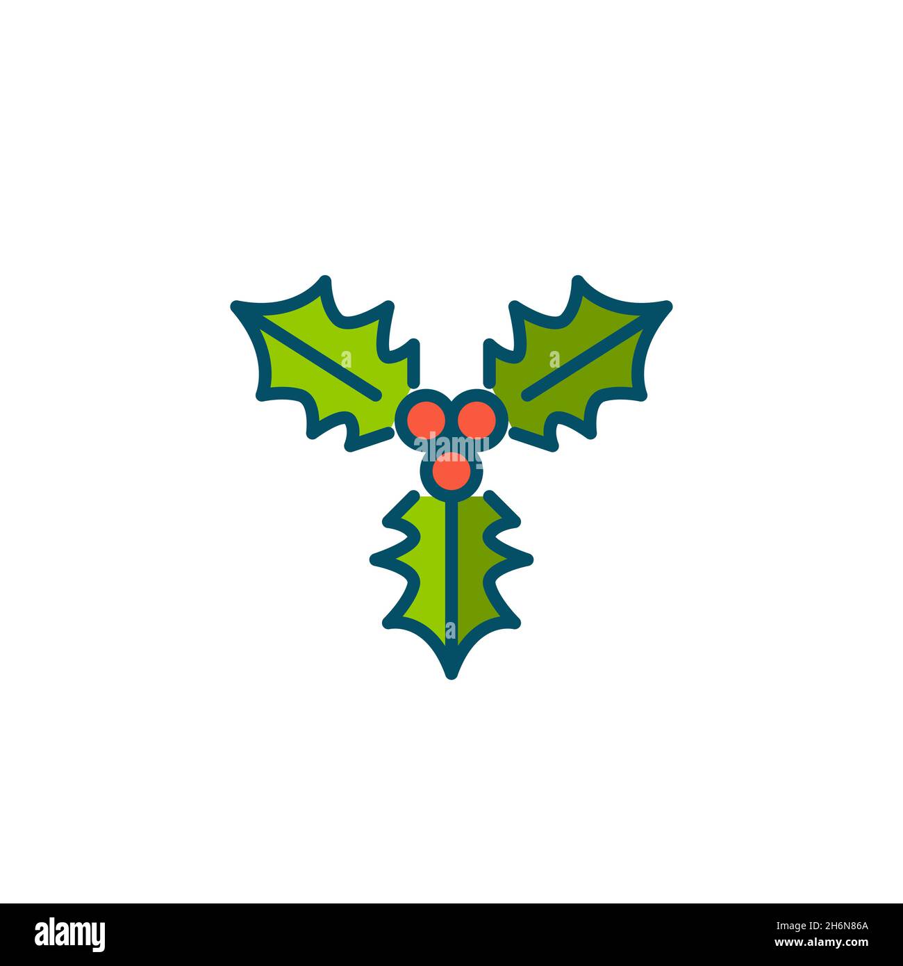 Christmas mistletoe. Traditional holly plant decoration. Pixel perfect ...