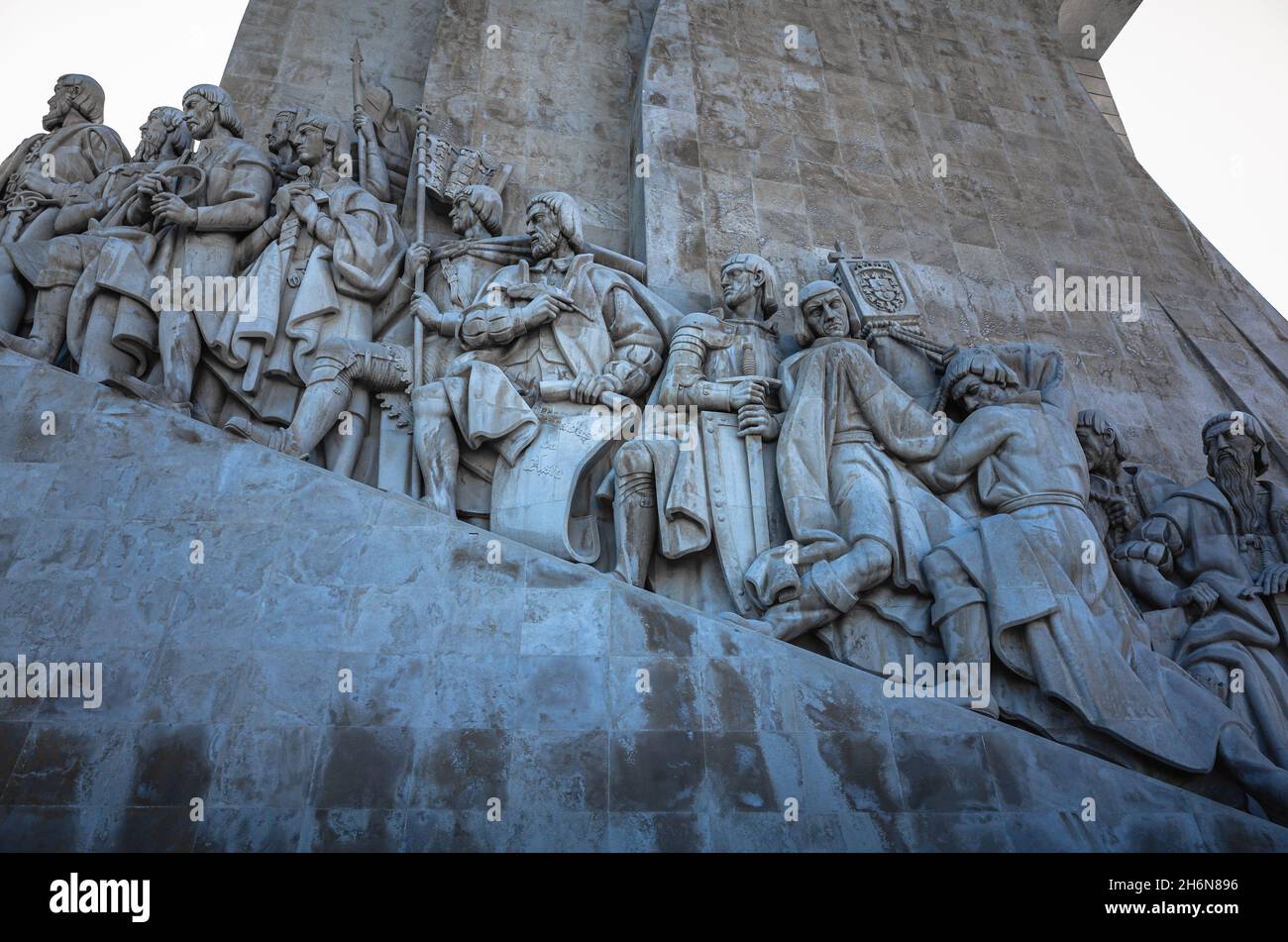 Statues of the great Portuguese explorers on the Monument to the ...