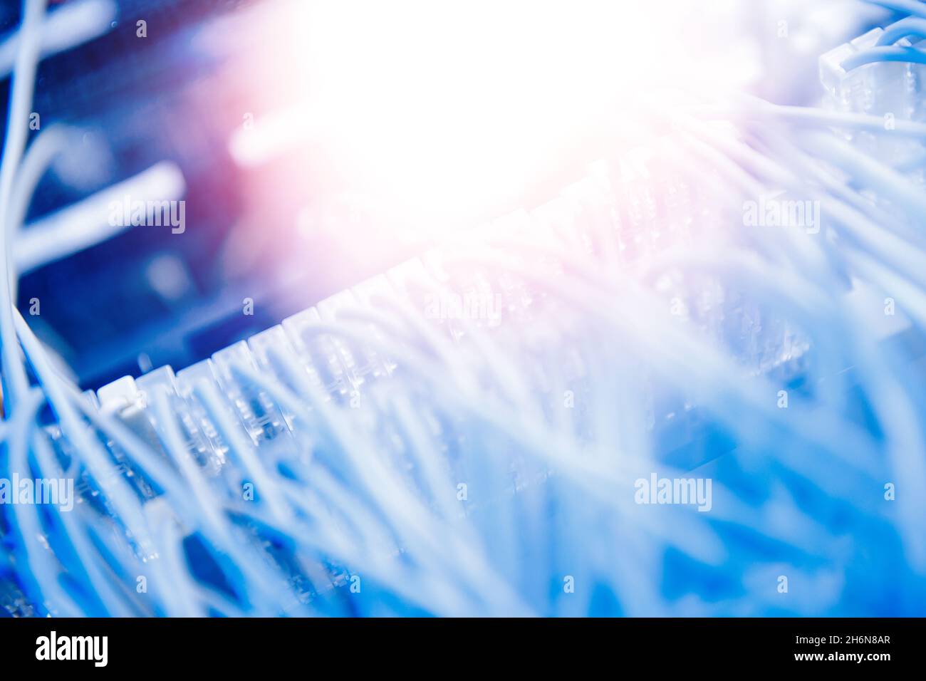 Fiber ethernet cable on network switches optical connector interface ...