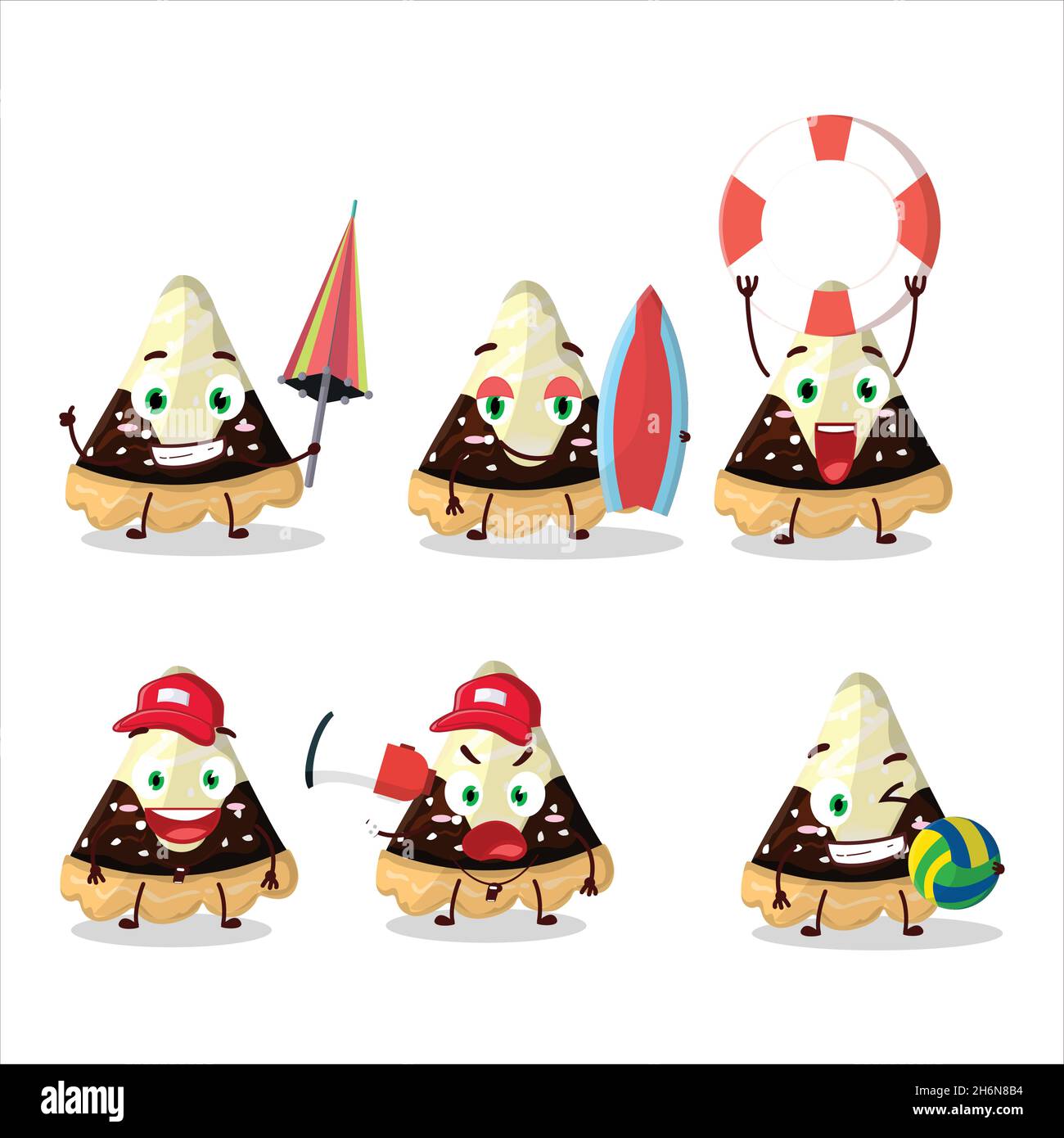 Happy Face slice of star chocolate pie cartoon character playing on a ...