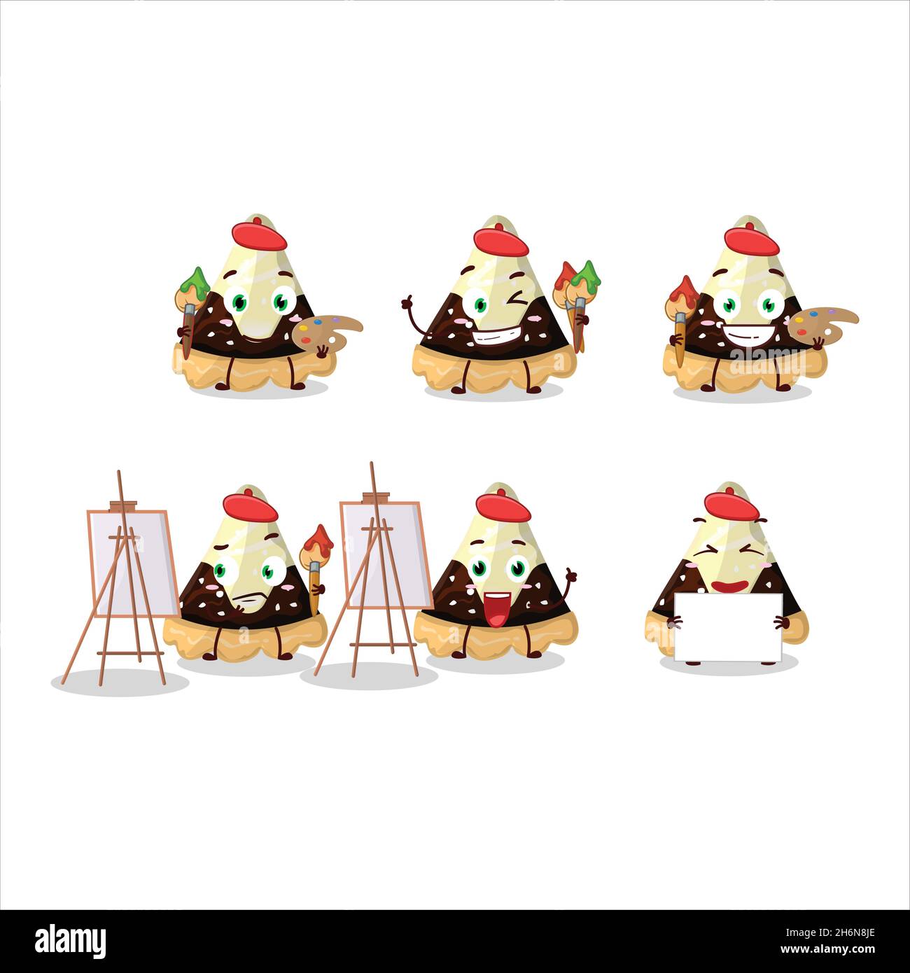 Artistic Artist of slice of star chocolate pie cartoon character ...