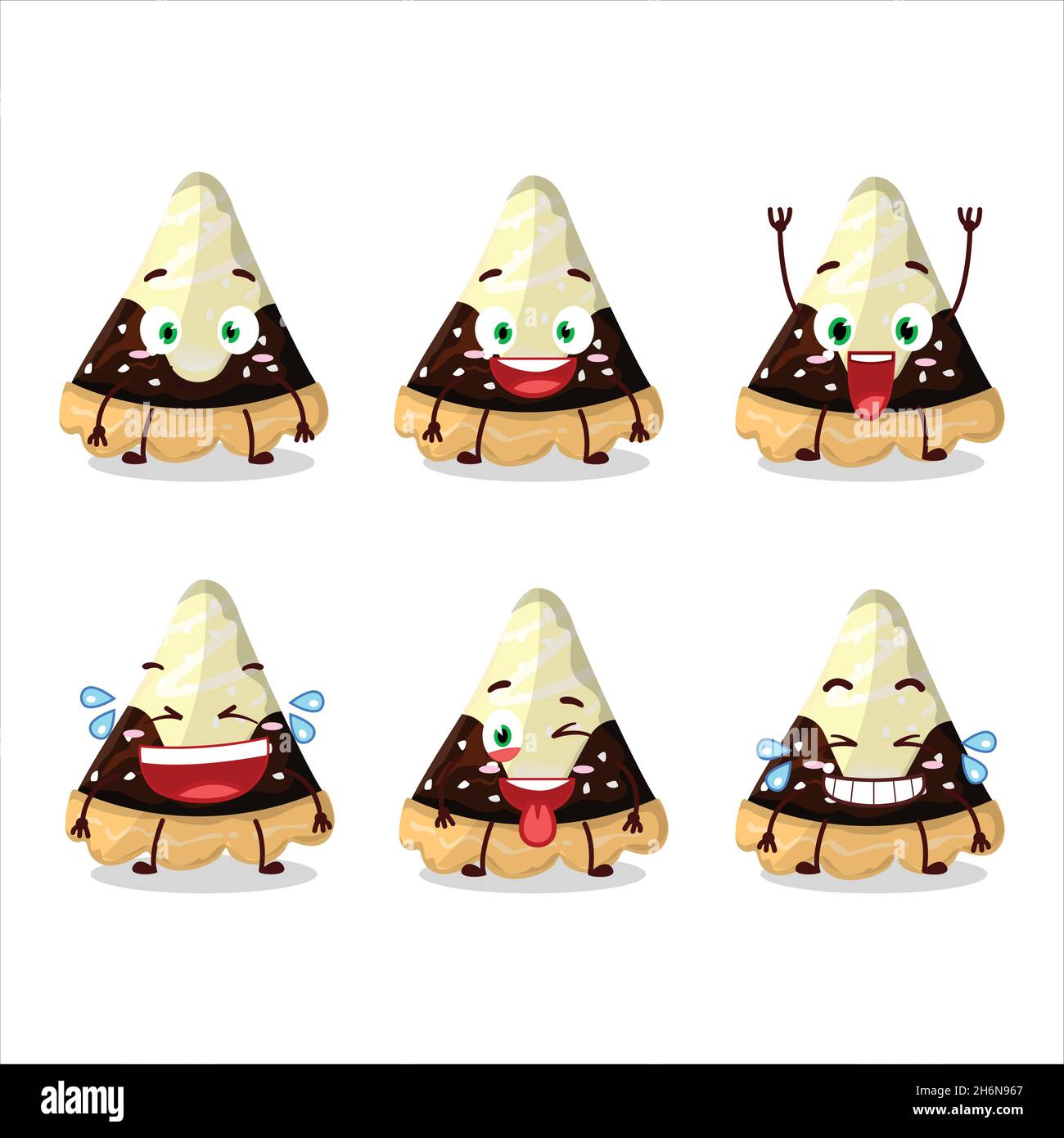 Cartoon character of slice of star chocolate pie with smile expression ...