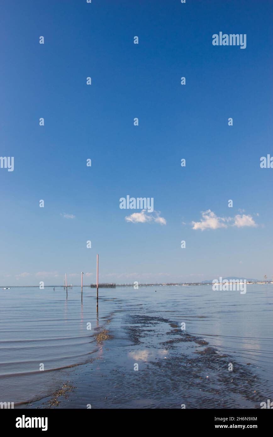 Tide of Ariake Sea, Uto City, Kumamoto Prefecture, Japan Stock Photo ...