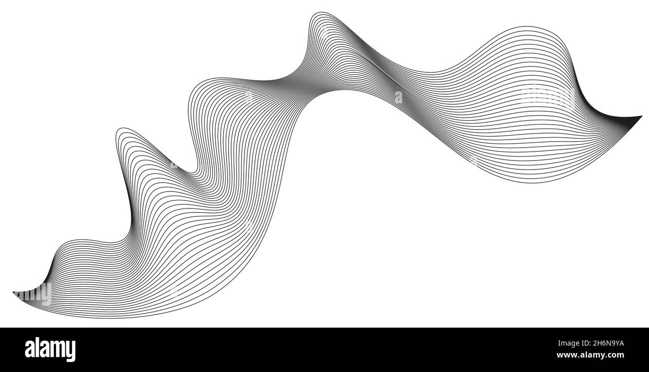 Wavy abstract stripes. Curved line vector elements for music design ...