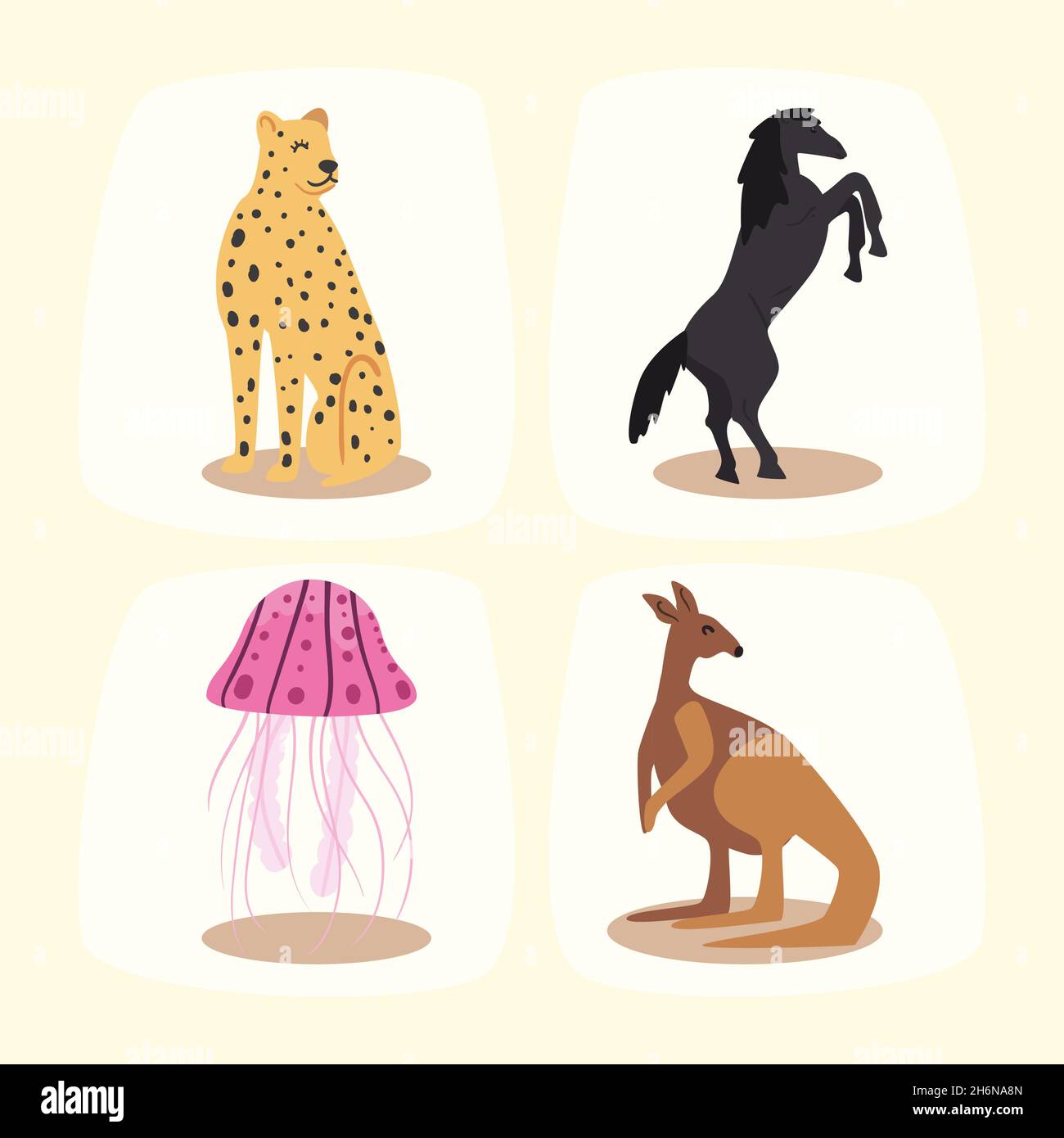 set of four nice animals Stock Vector Image & Art - Alamy