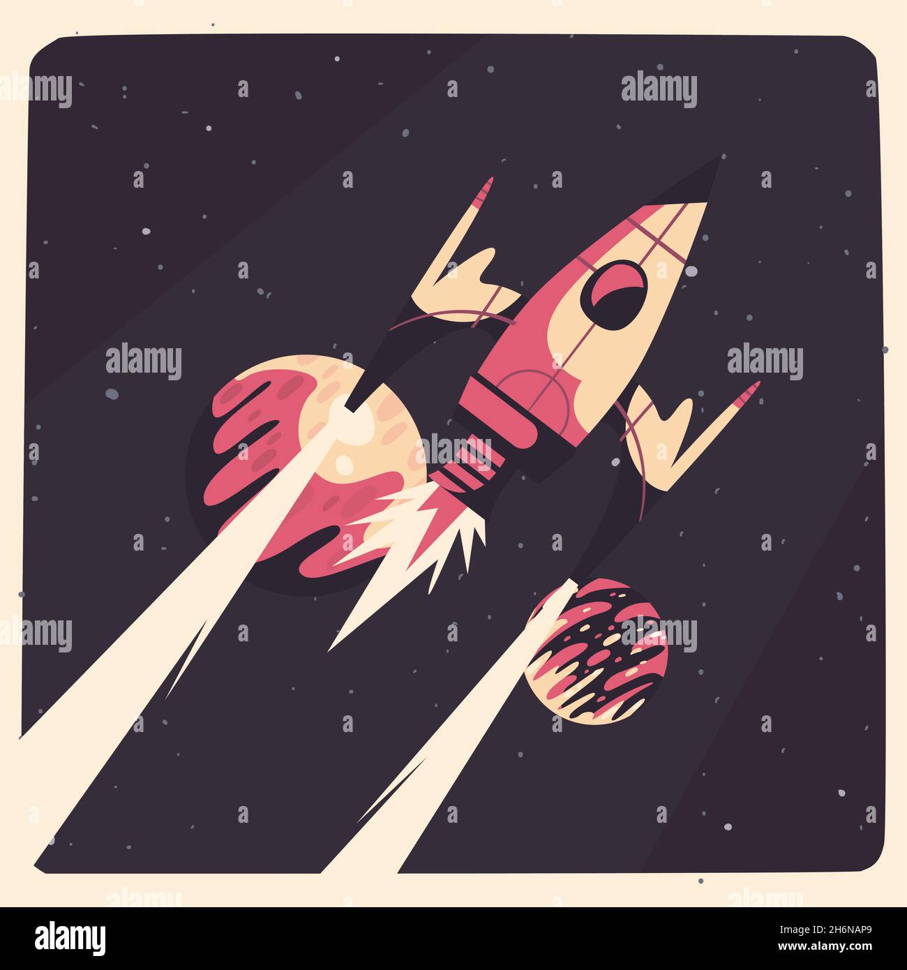 space rocket card with planets Stock Vector Image & Art - Alamy