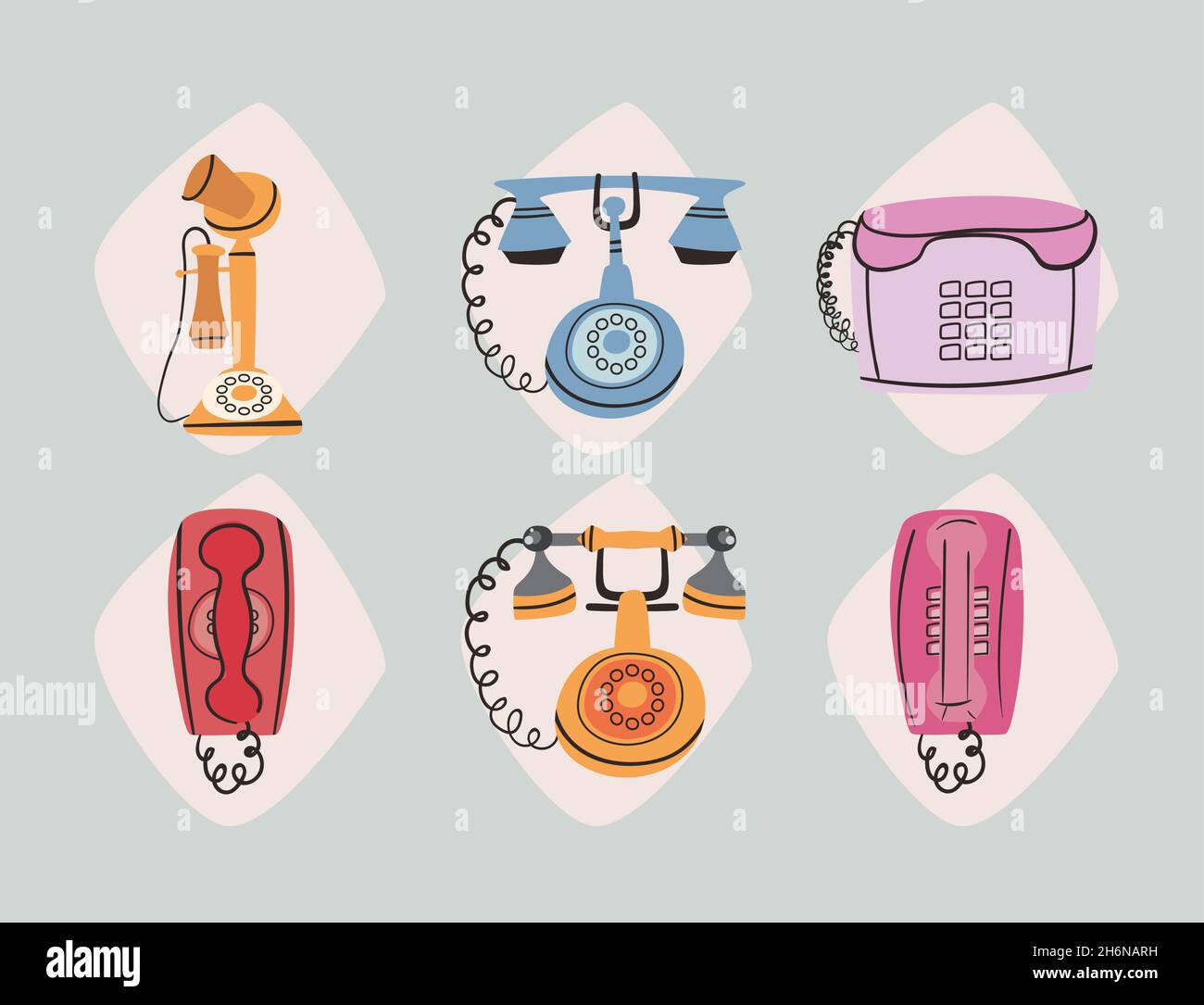 set of six classic phones Stock Vector Image & Art - Alamy