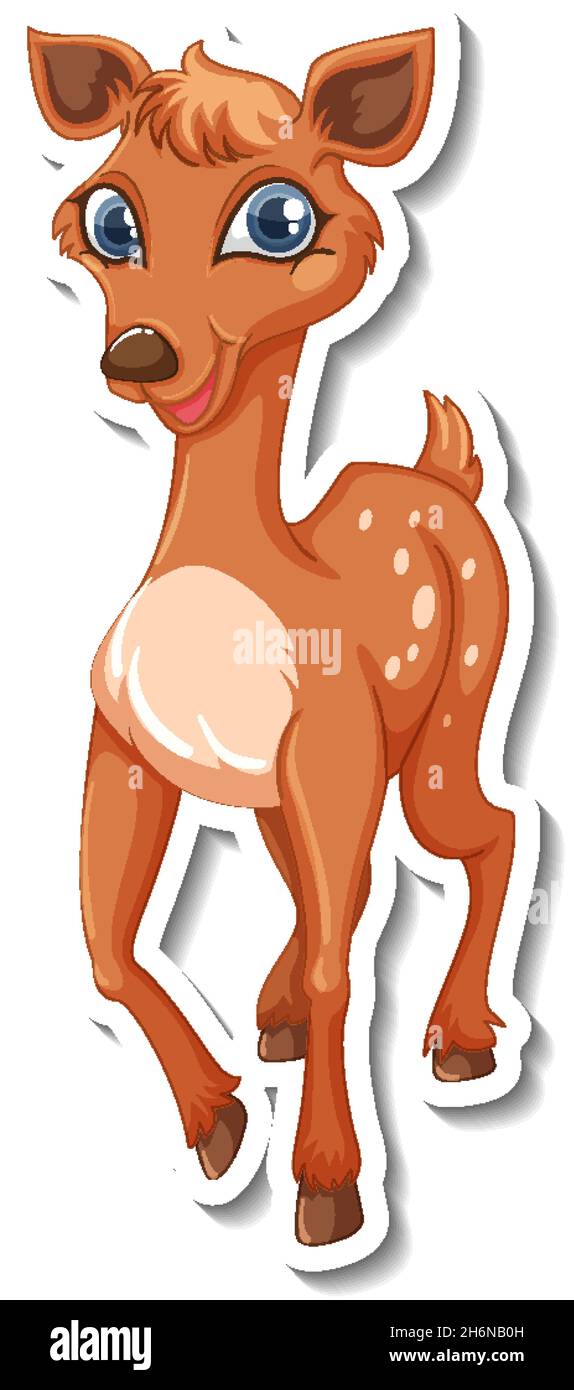 Deer standing cartoon character sticker illustration Stock Vector Image ...