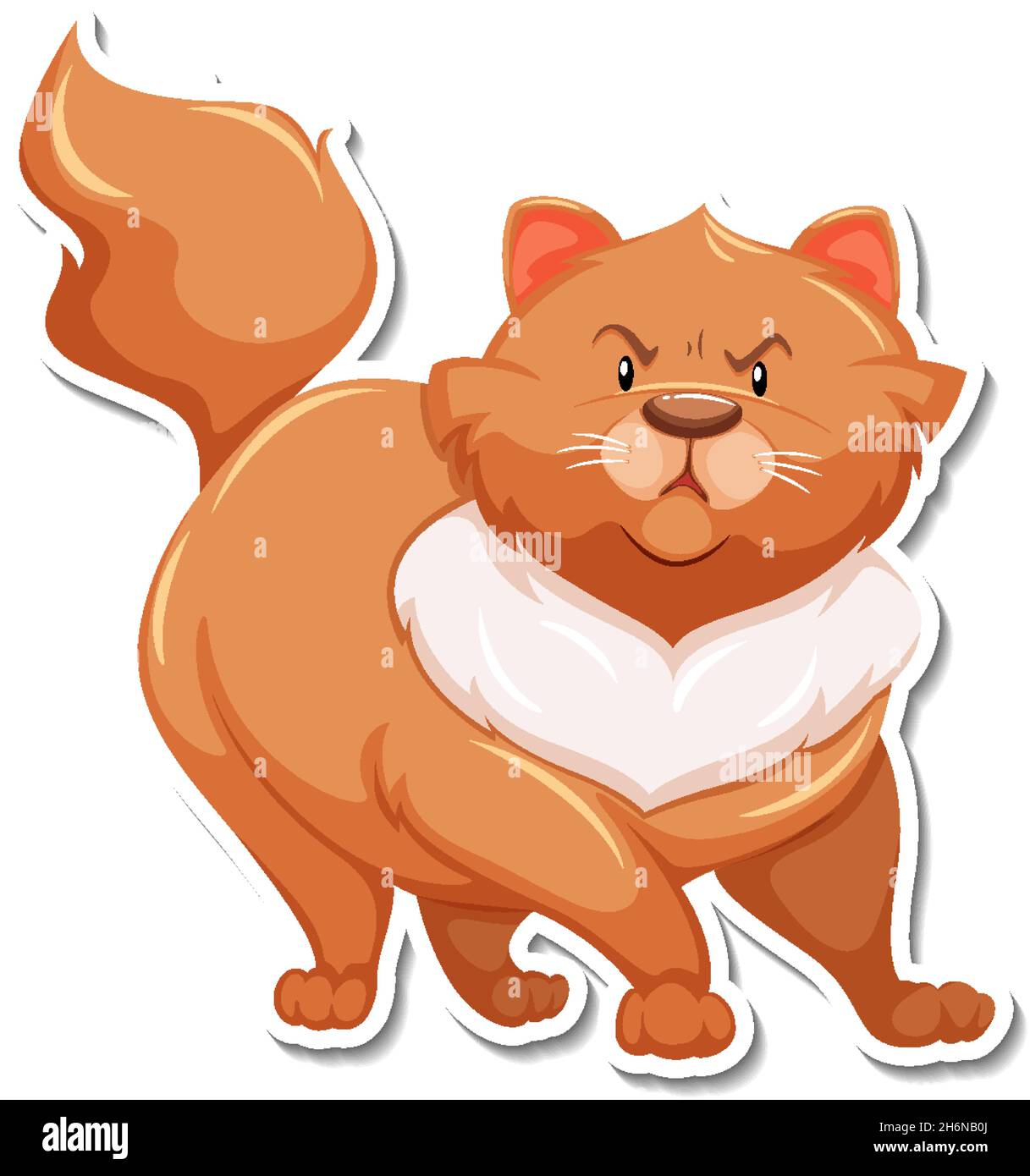 Chubby cat animal cartoon sticker illustration Stock Vector Image & Art ...