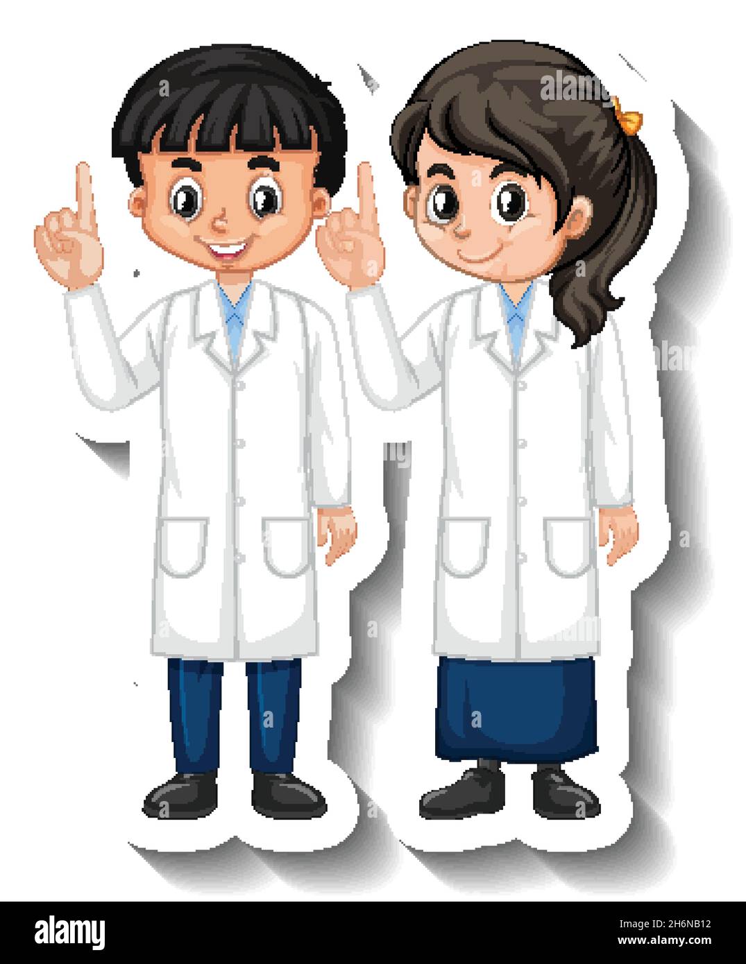 Scientist kids cartoon character sticker illustration Stock Vector ...