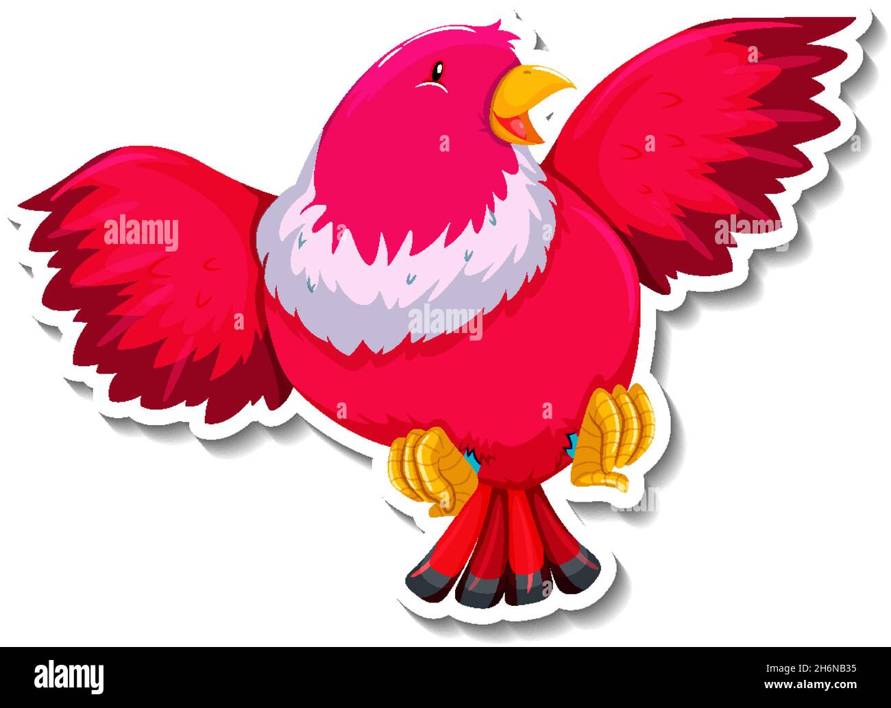 Cute red bird animal cartoon sticker illustration Stock Vector Image ...