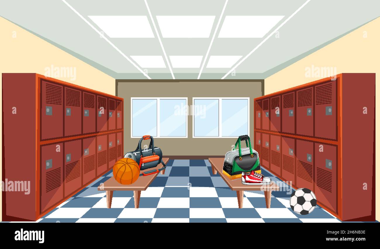 Interior of a school locker room illustration Stock Vector Image & Art ...