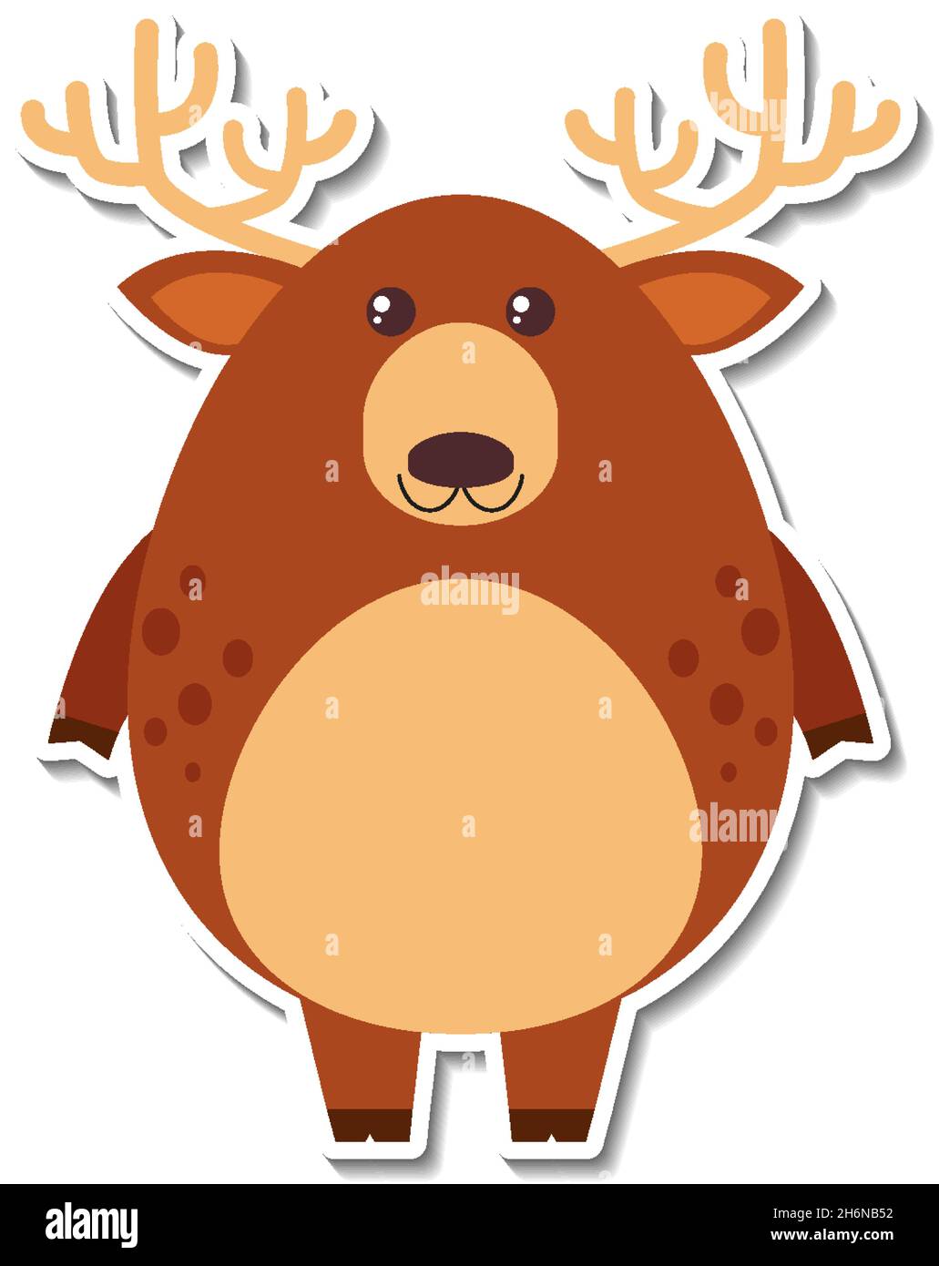 Chubby deer animal cartoon sticker illustration Stock Vector Image ...