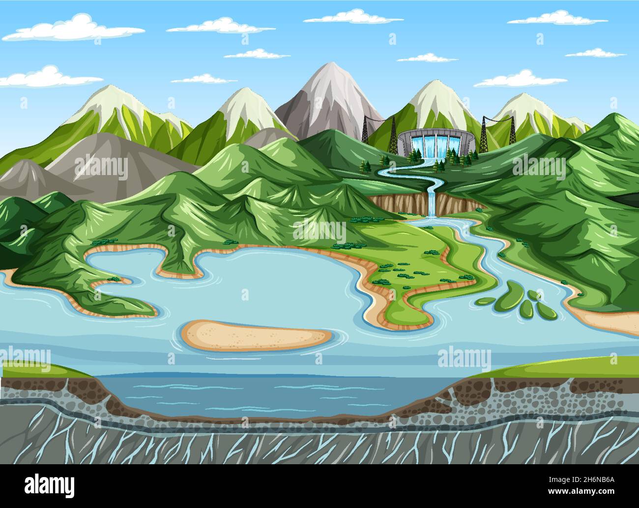 Nature scene landscape with underwater of lake and mountain background ...