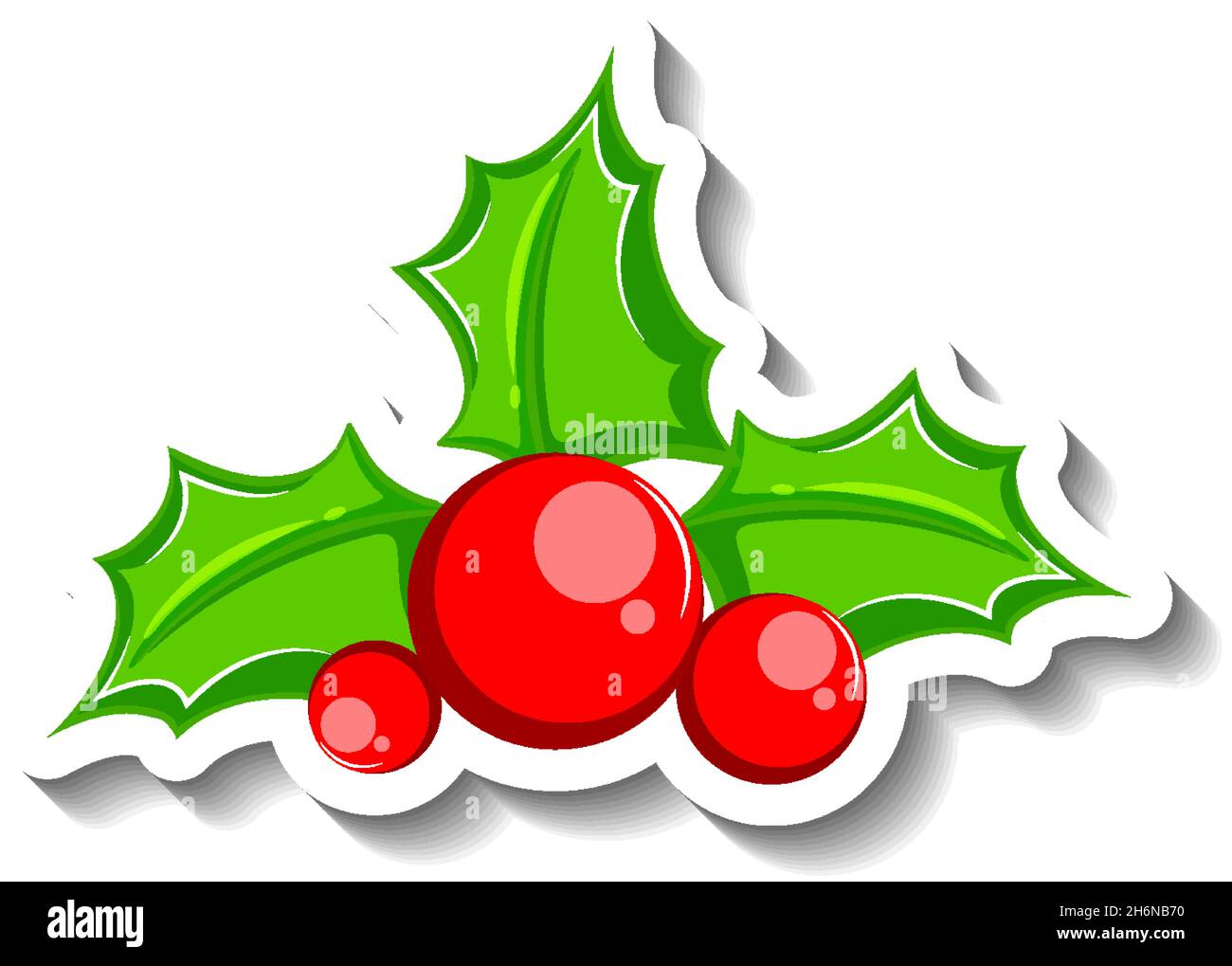 Christmas Holly ornament cartoon sticker illustration Stock Vector ...