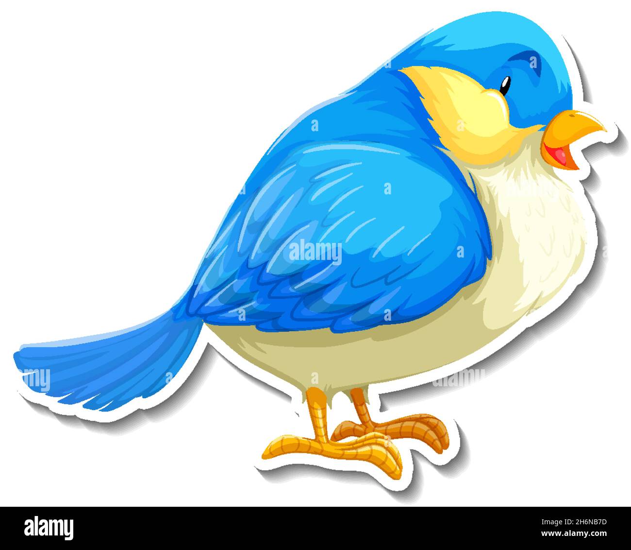 Cute blue bird animal cartoon sticker illustration Stock Vector Image ...
