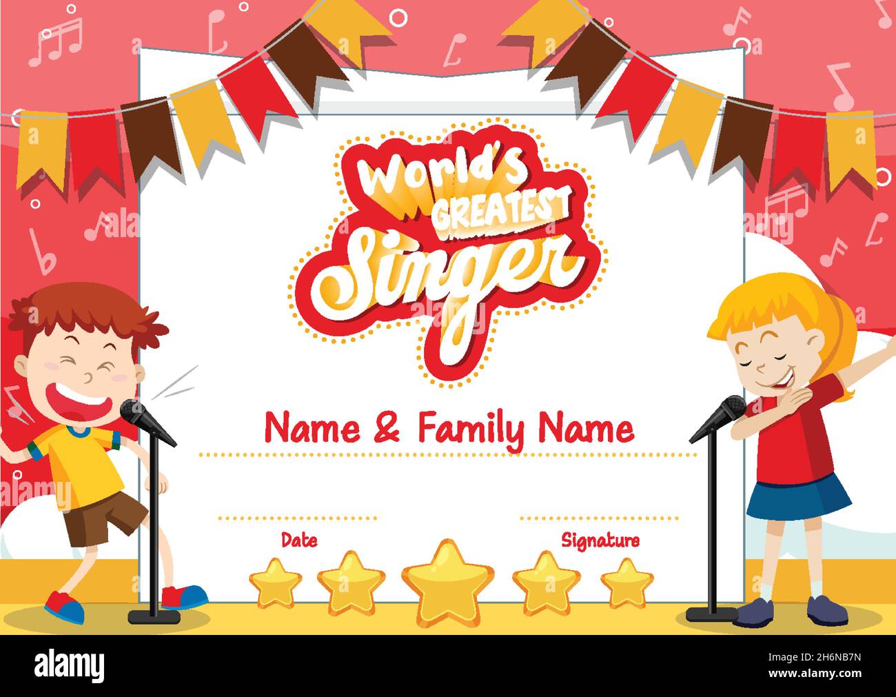 World greatest singer certificate template illustration Stock Vector ...