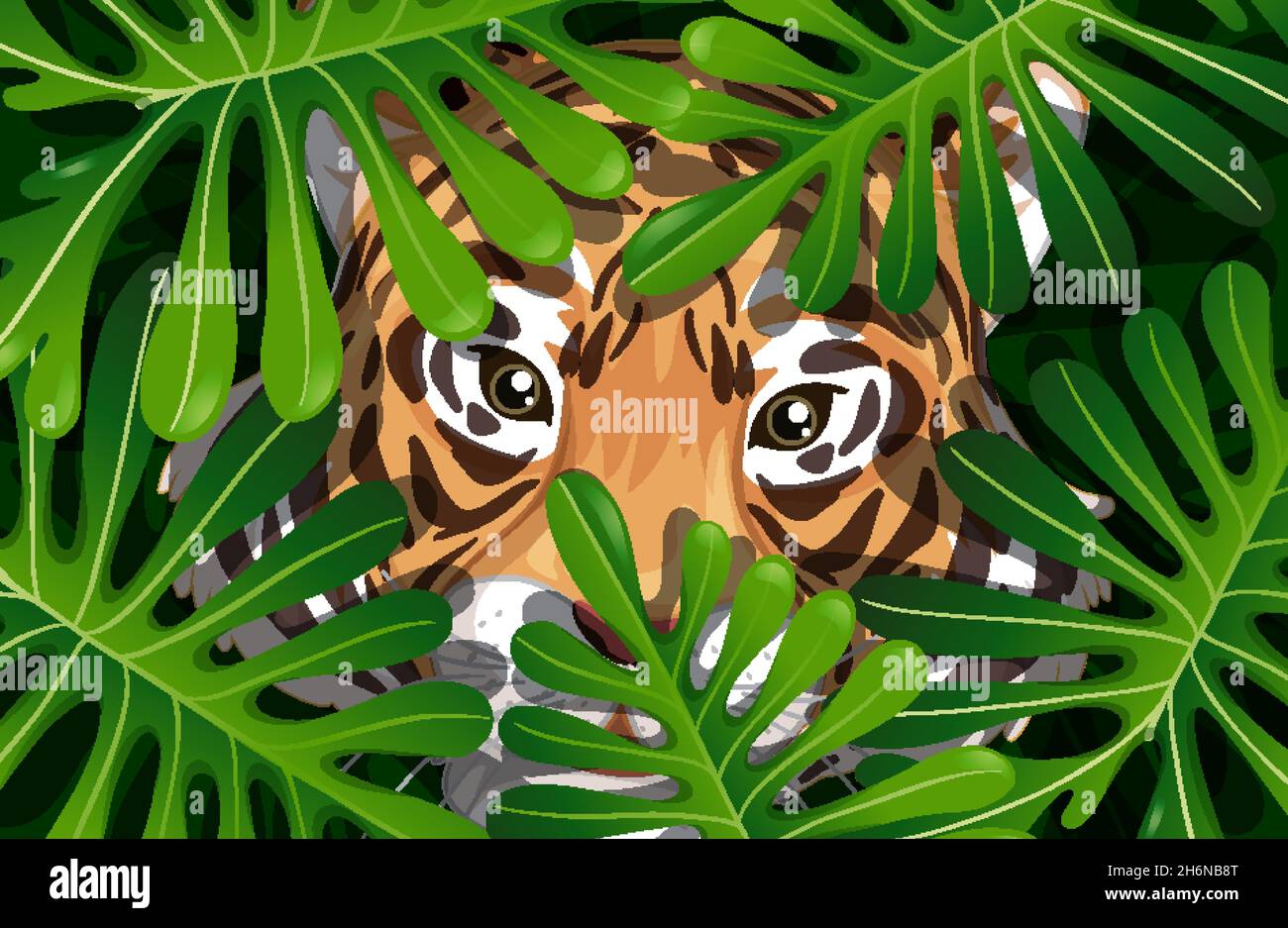 Tiger hidden in the jungle illustration Stock Vector Image & Art - Alamy