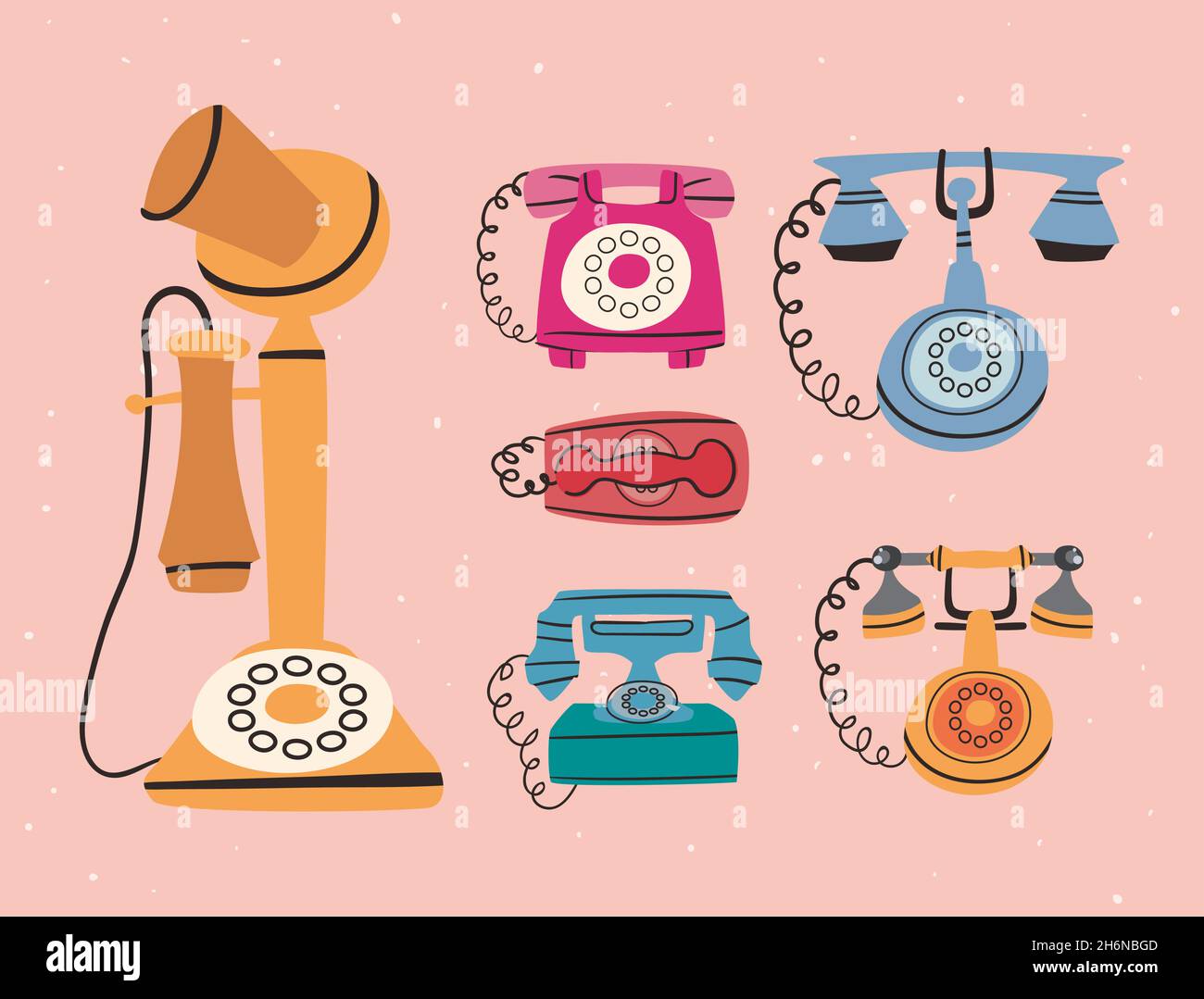 set of six old phones Stock Vector Image & Art - Alamy