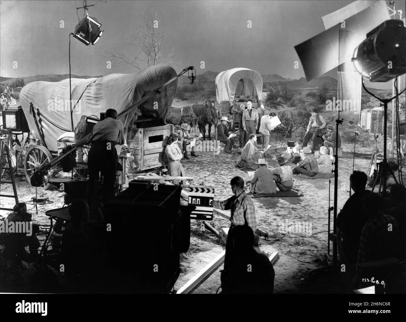 HELENA CARTER and RANDOLPH SCOTT on set candid with Camera / Movie Crew ...