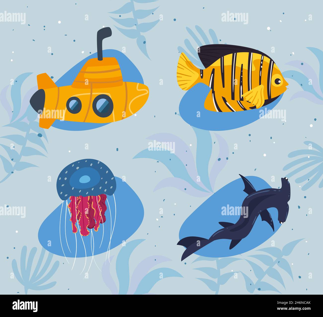 set of four sea life icons Stock Vector Image & Art - Alamy