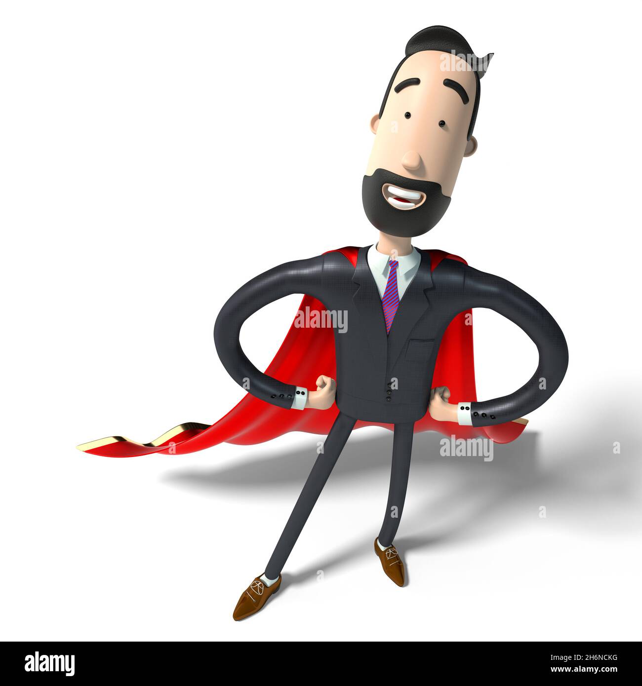 Hipster cartoon businessman with red mantle - bravery, courage ...