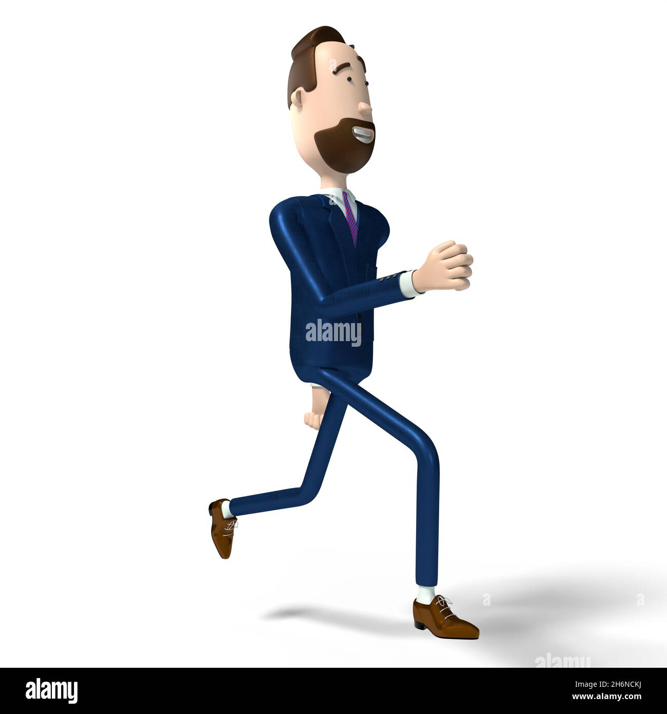 Hipster cartoon businessman running - 3D illustration Stock Photo - Alamy