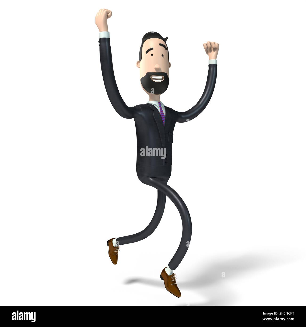 Hipster cartoon businessman running - winner concept - 3D illustration ...