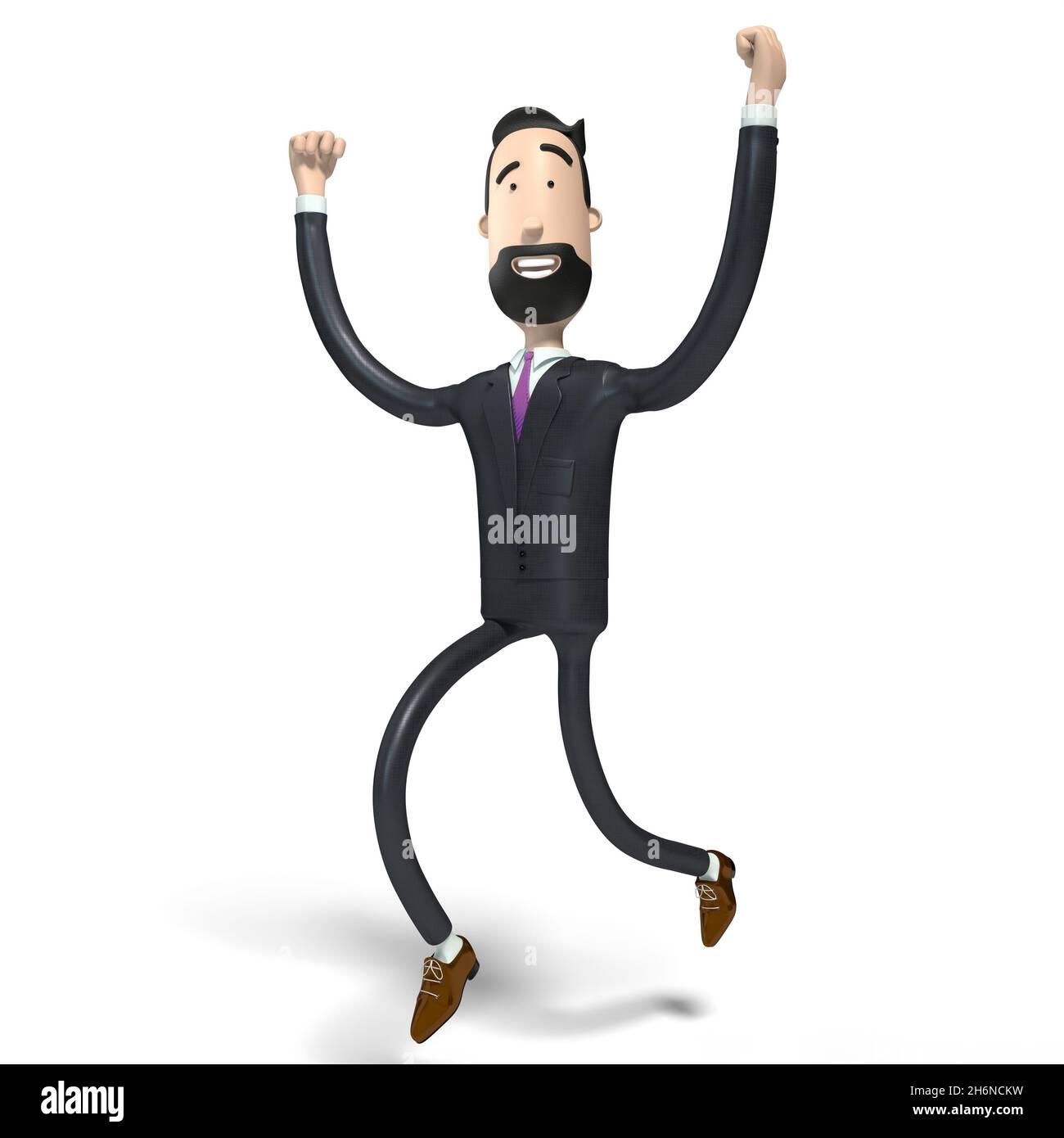 Hipster cartoon businessman running - winner concept - 3D illustration ...