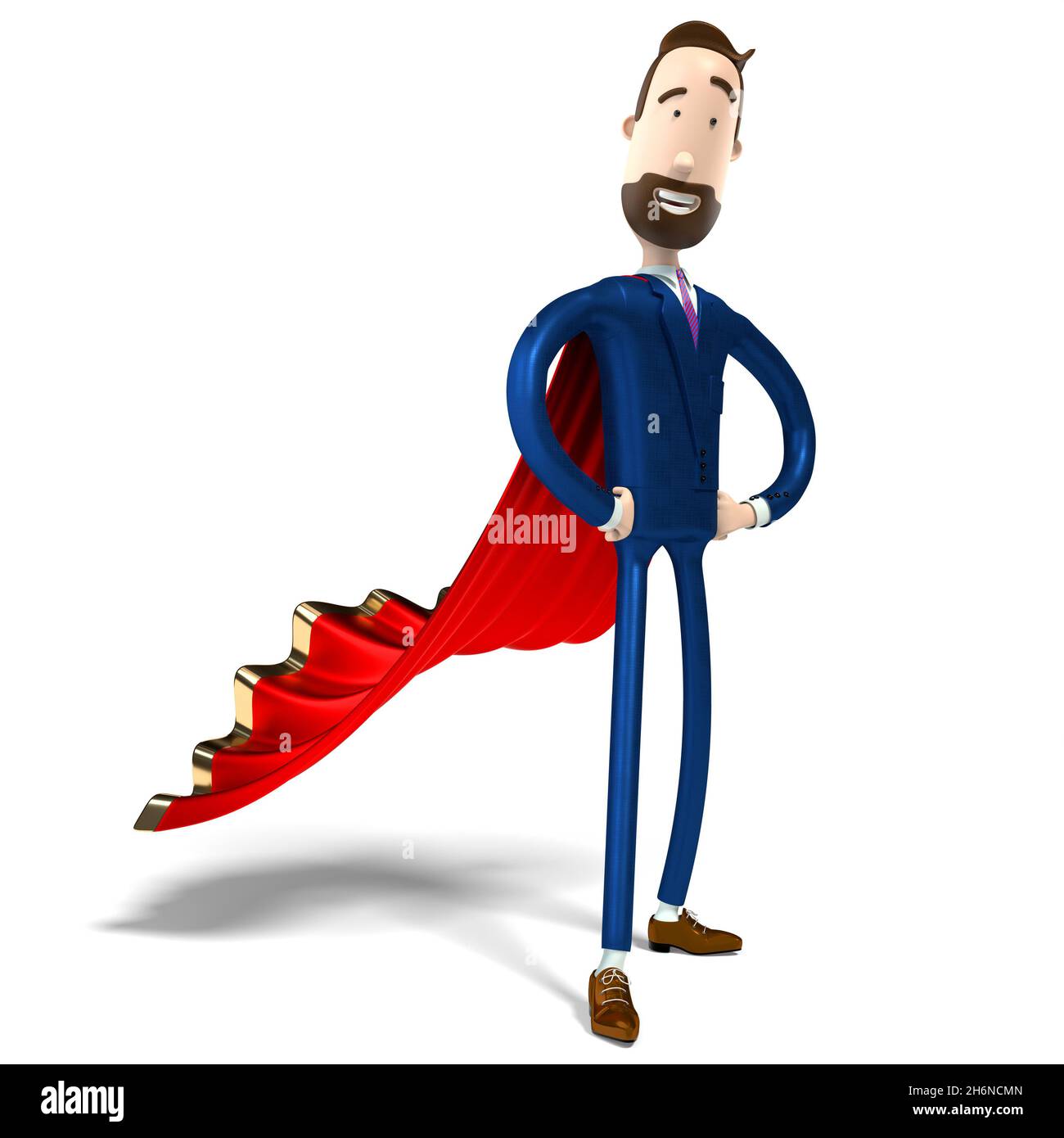 Hipster cartoon businessman with red mantle - bravery, courage ...