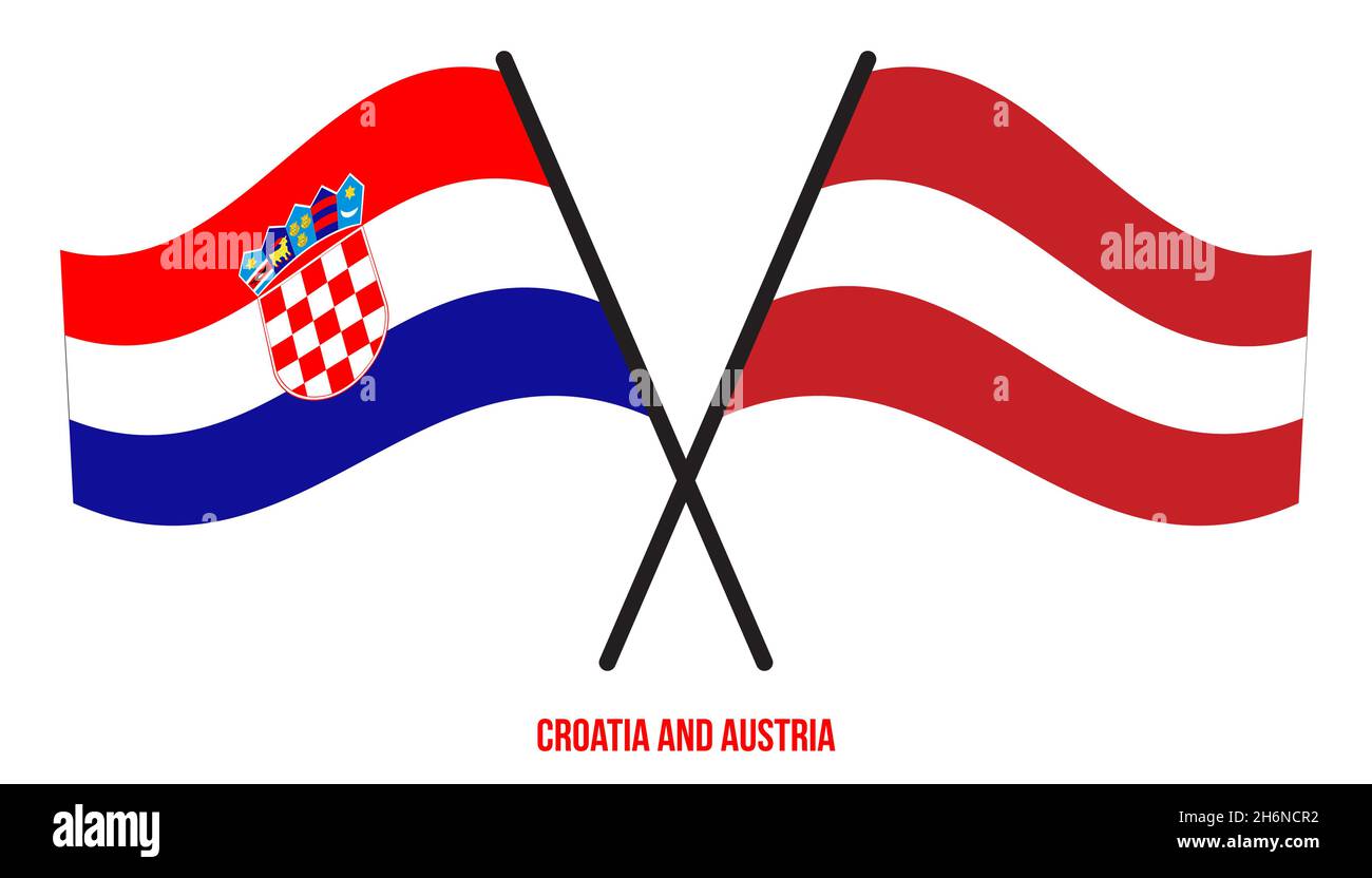 Croatia and Austria Flags Crossed And Waving Flat Style. Official ...