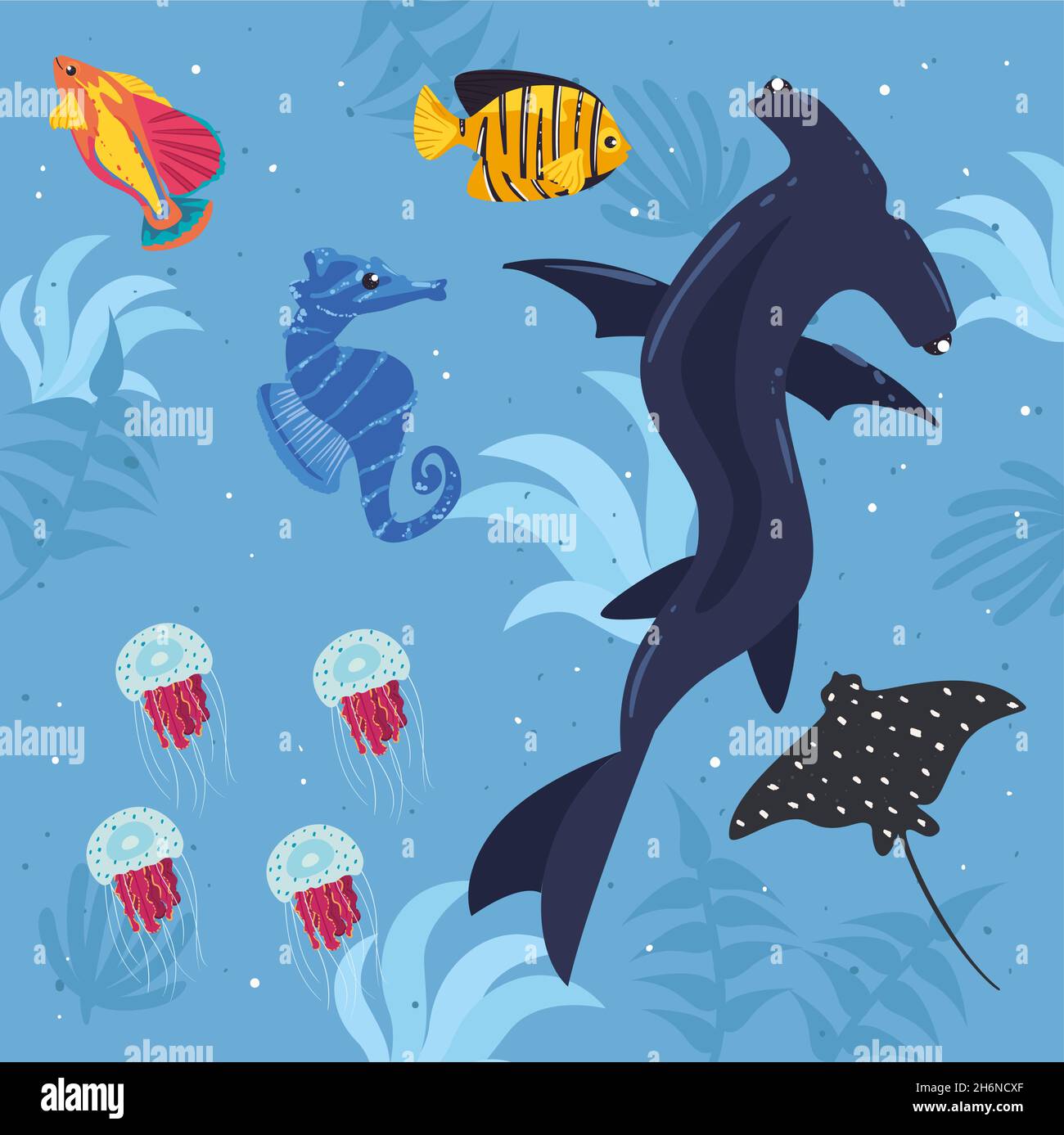 underwater life poster with animals Stock Vector Image & Art - Alamy