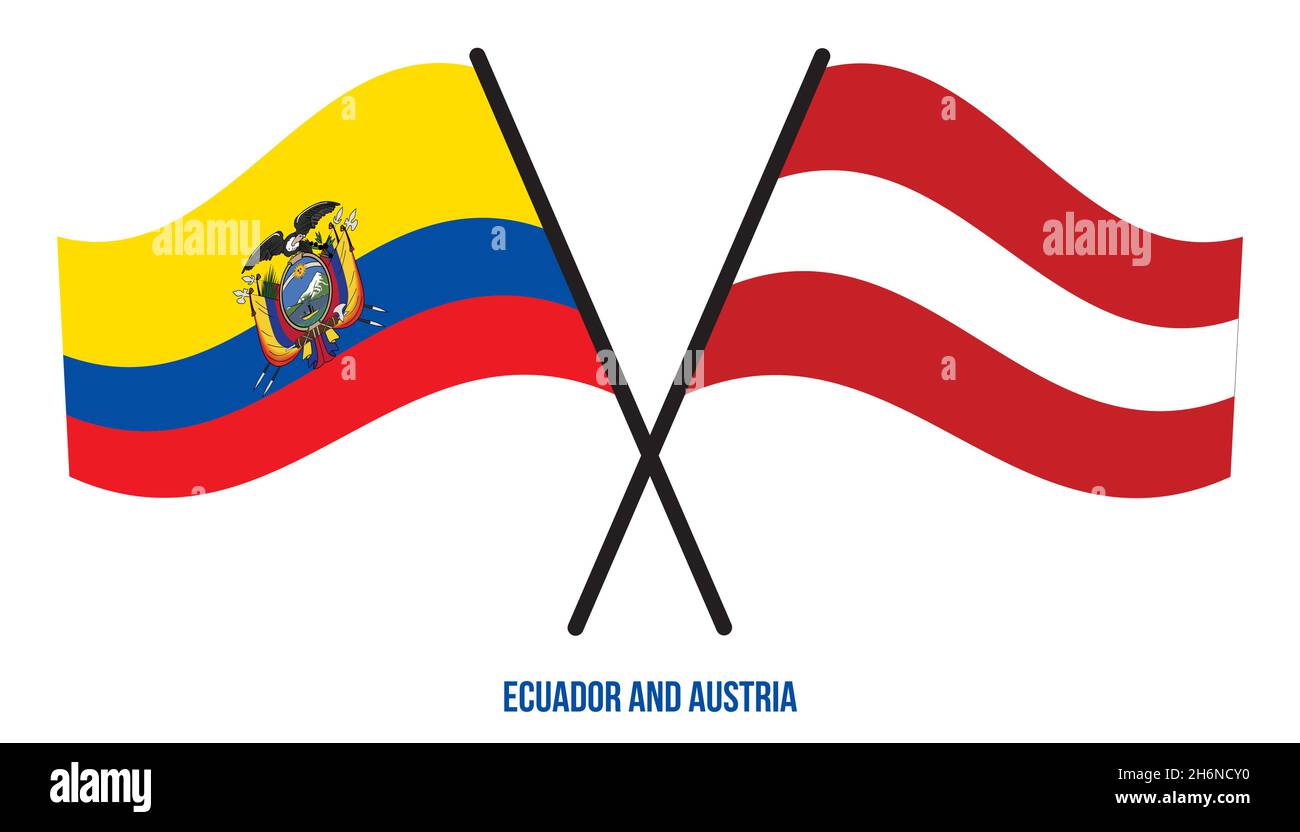 Ecuador and Austria Flags Crossed And Waving Flat Style. Official ...