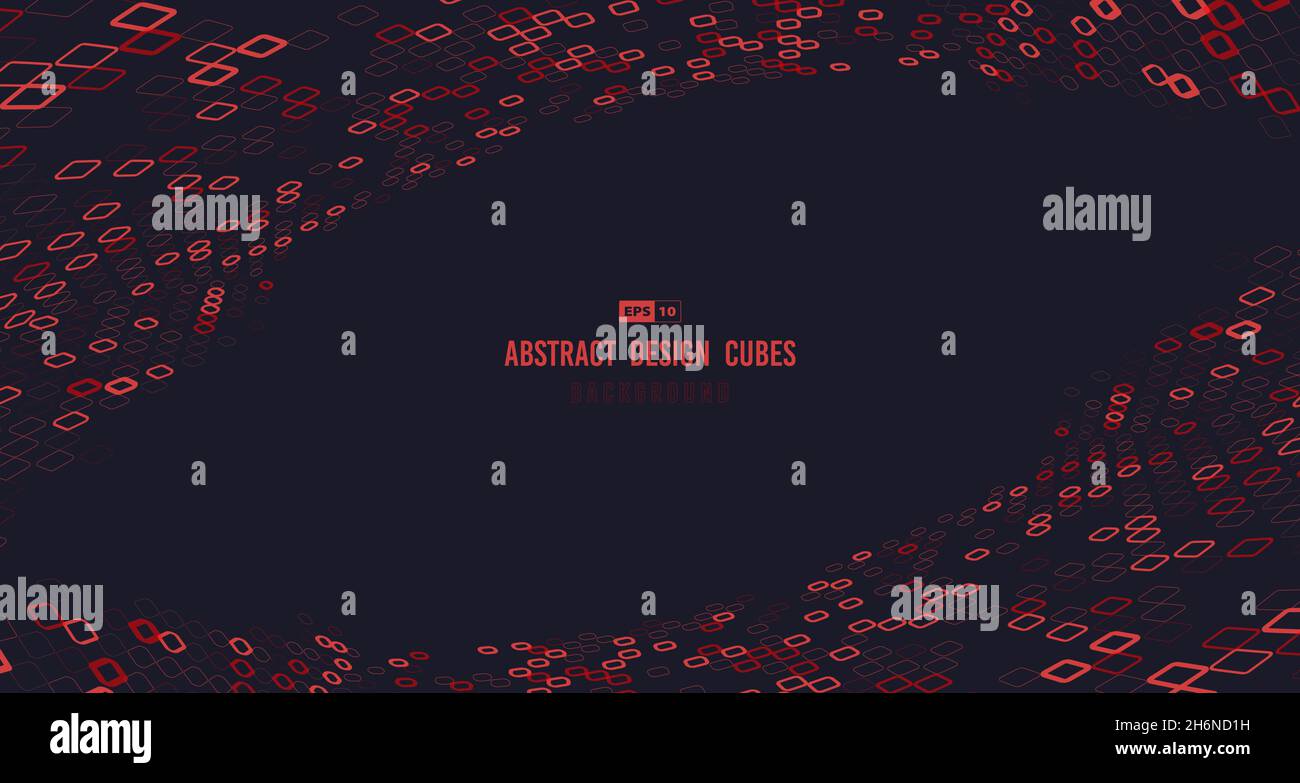 Abstract red cube design of mega geometric pattern style swirl template ...