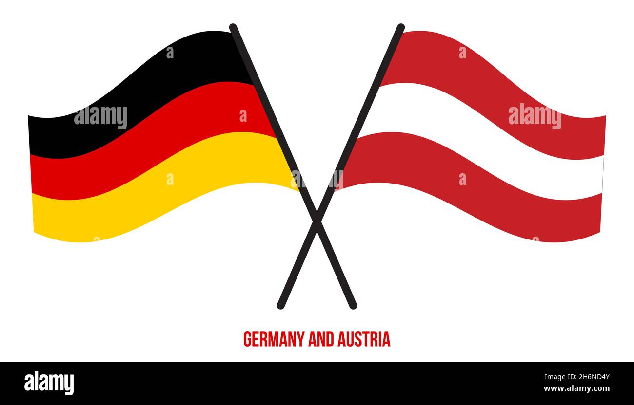 Germany and Austria Flags Crossed And Waving Flat Style. Official ...