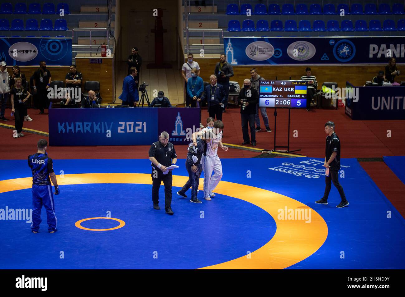 Barkar Andrii (Ukraine) versus Balmukhanov Duman (Kazakhstan) during ...
