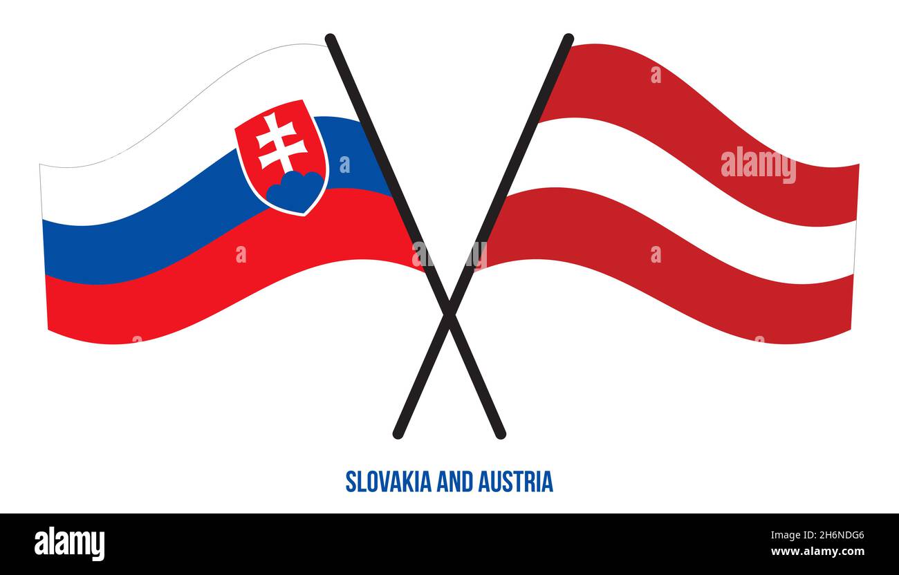 Slovakia and Austria Flags Crossed And Waving Flat Style. Official ...