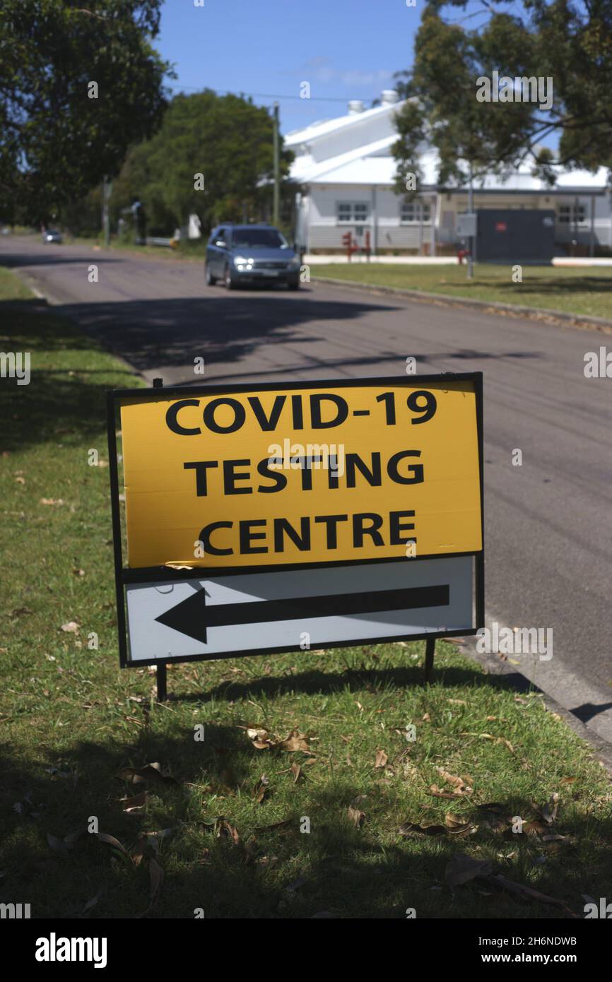 Australian Covid-19 signage indicating proximity of a Covid-19 testing ...